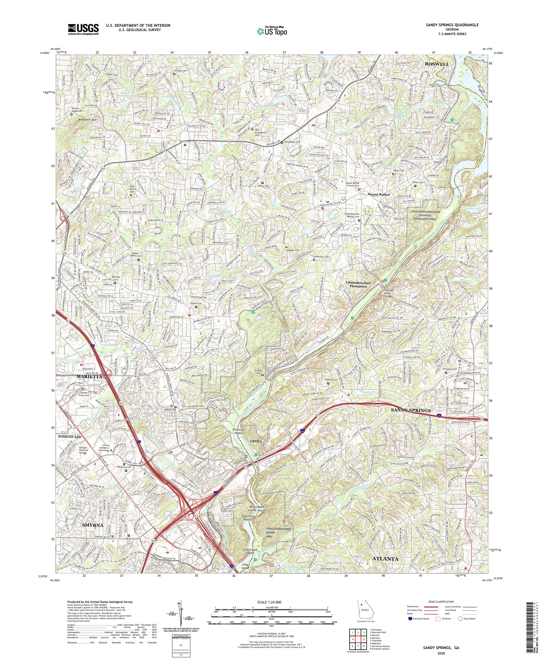 Sandy Springs Georgia US Topo Map – MyTopo Map Store