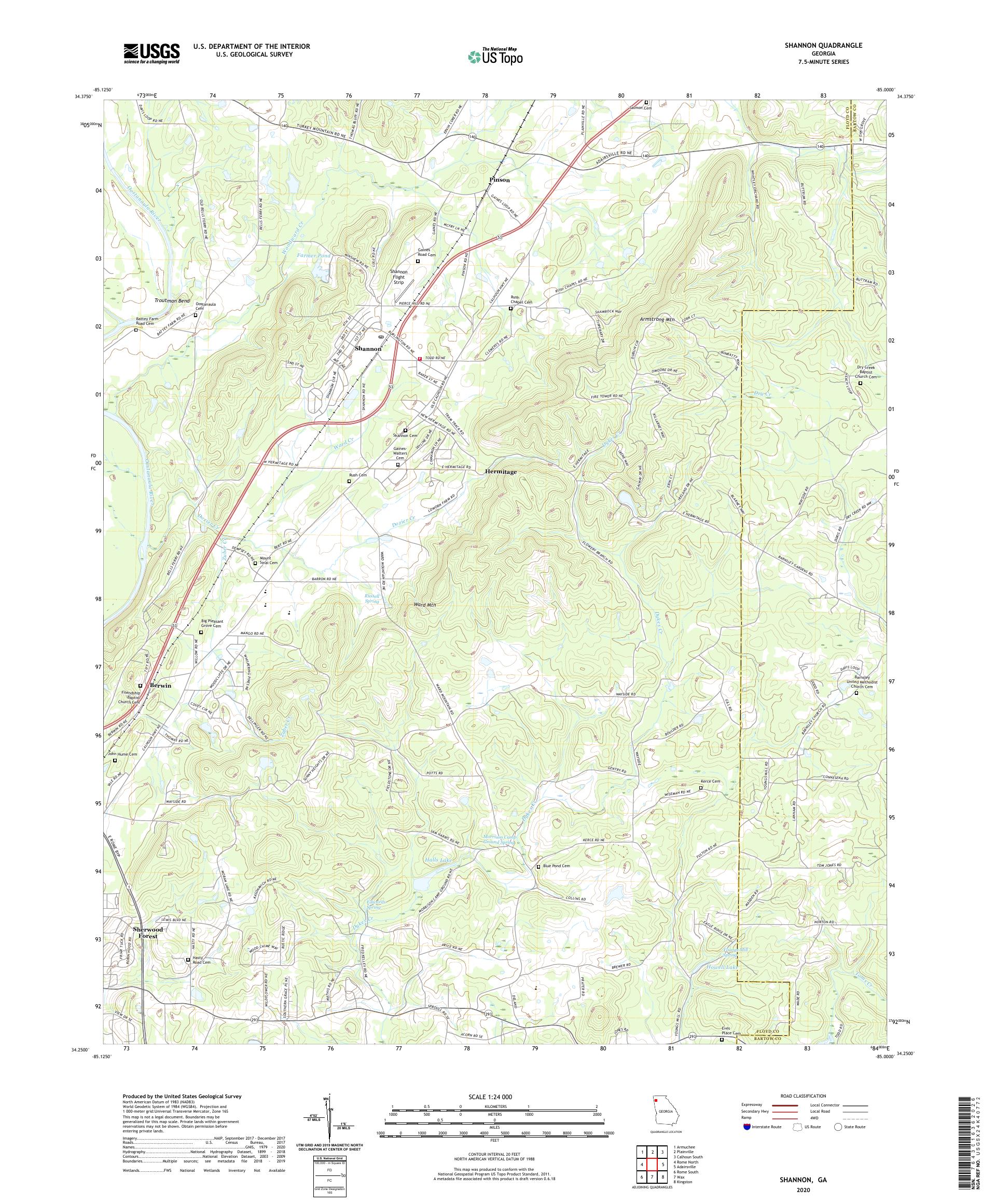 Shannon Georgia US Topo Map – MyTopo Map Store
