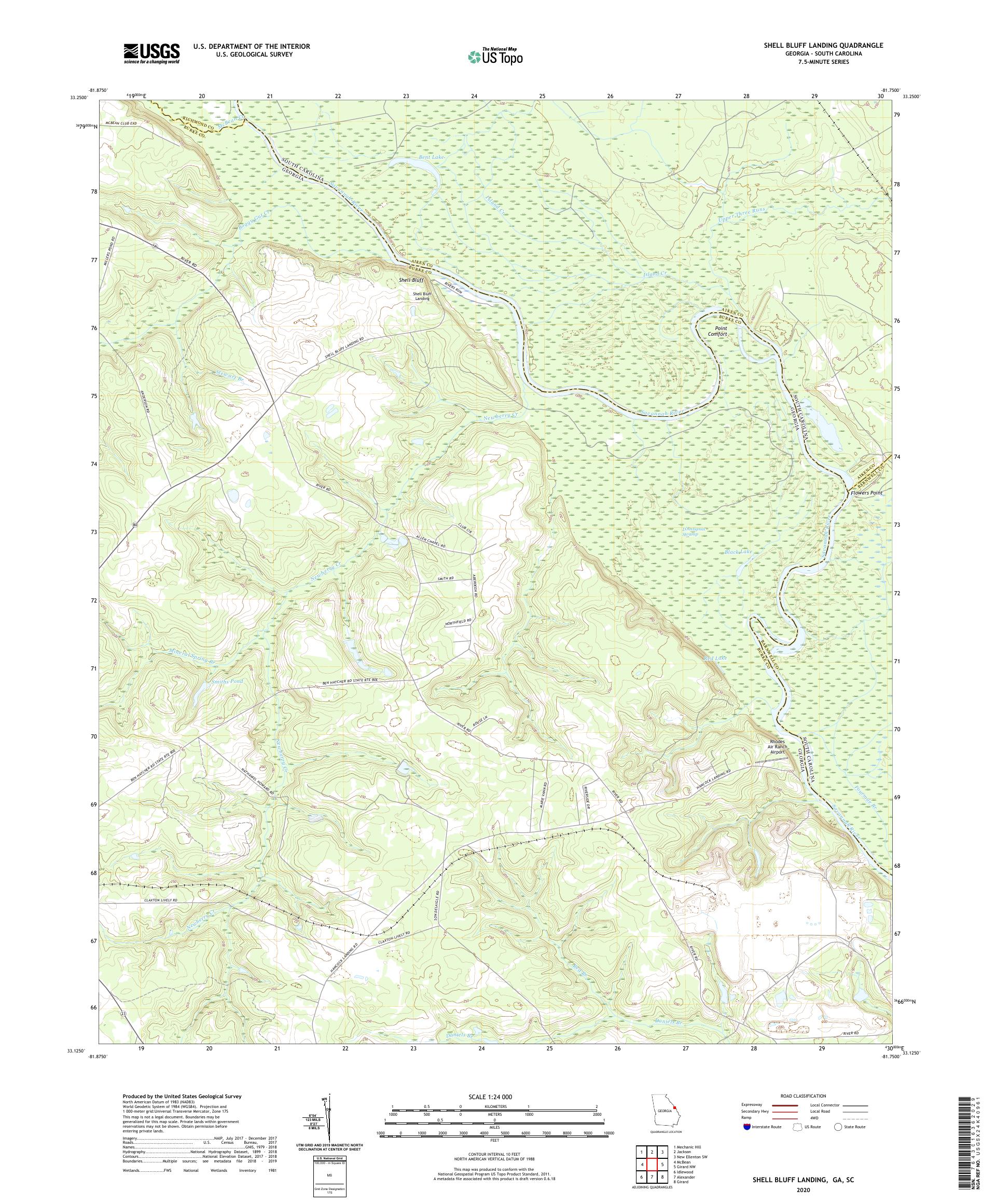 Shell Bluff Landing Georgia US Topo Map – MyTopo Map Store