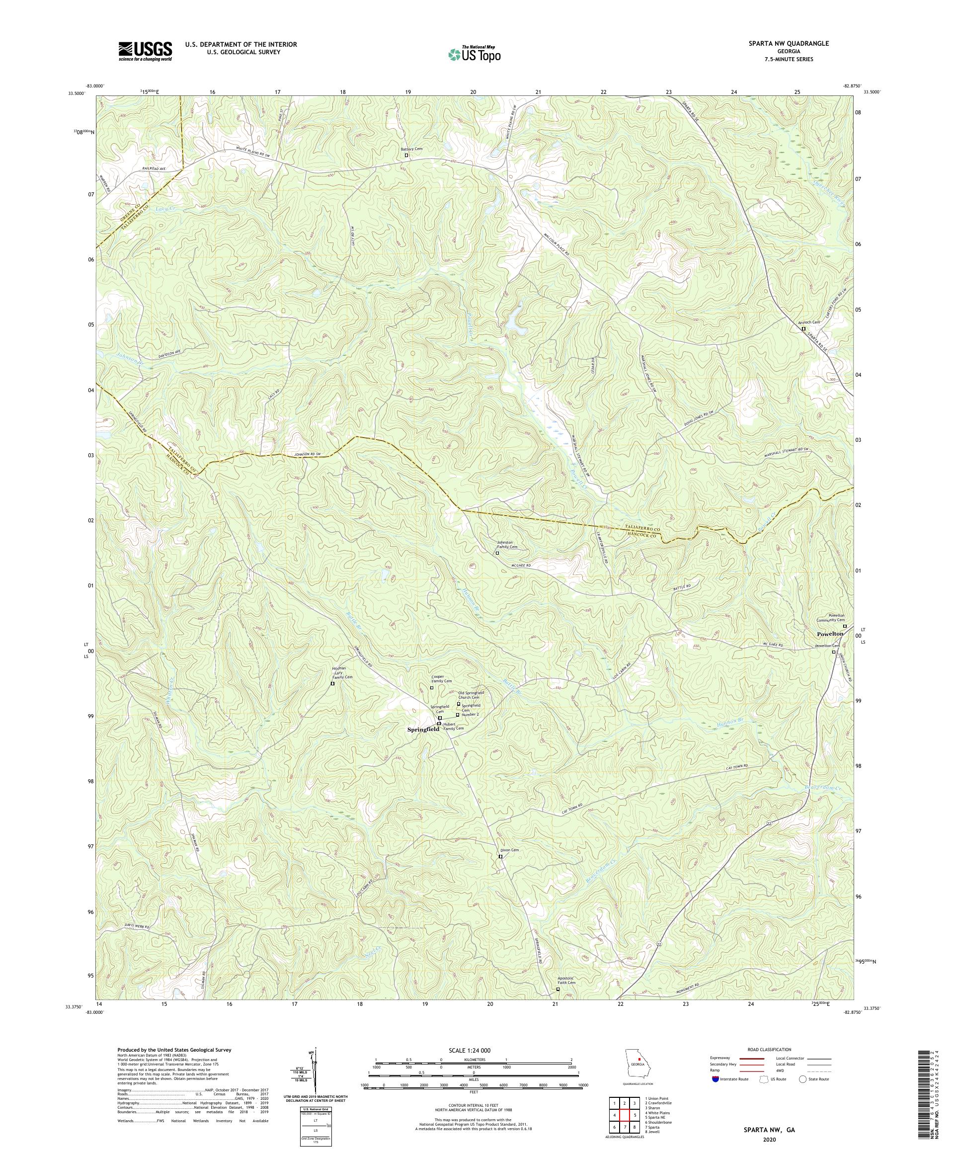 Sparta NW Georgia US Topo Map – MyTopo Map Store