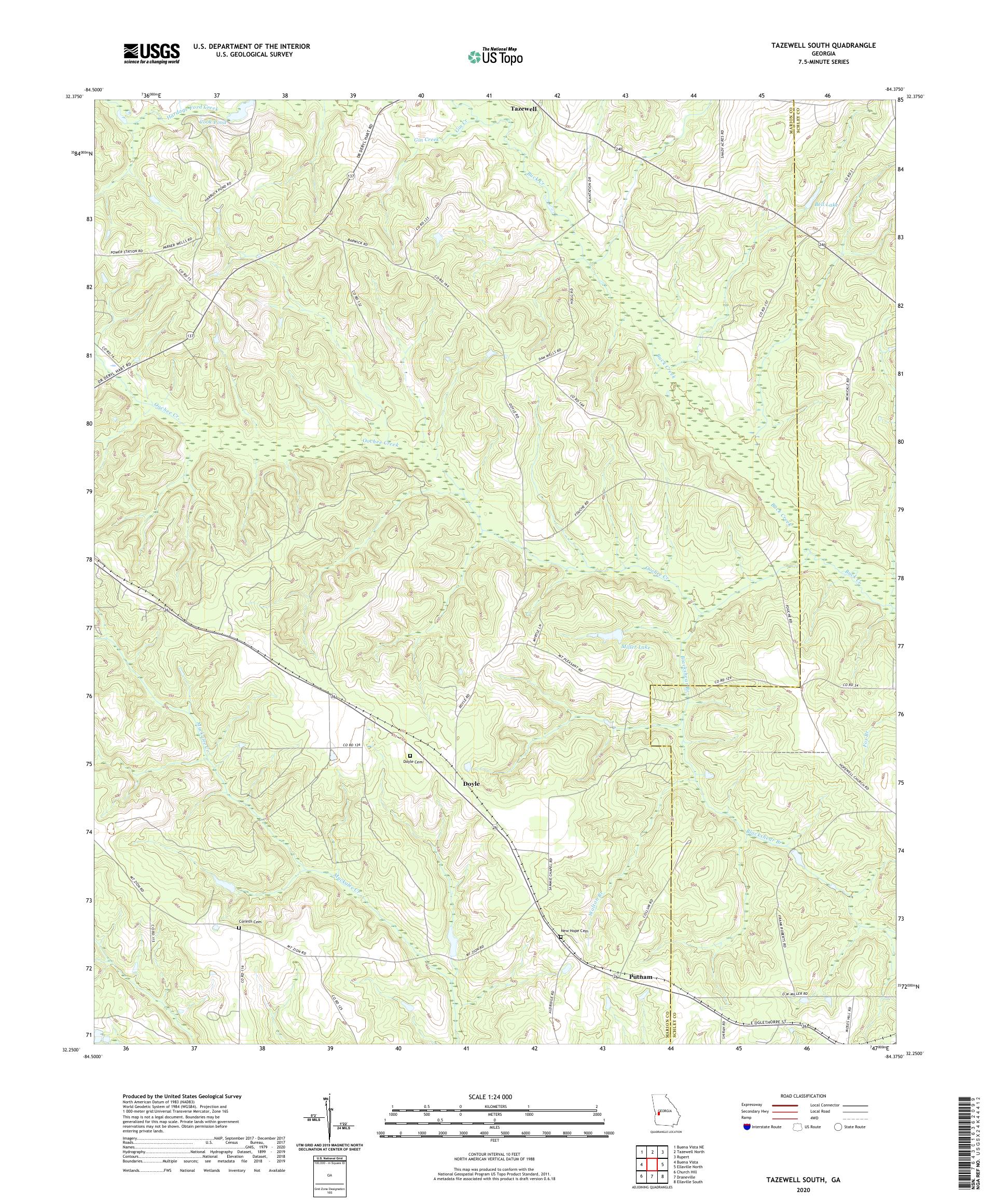 Tazewell South Georgia US Topo Map – MyTopo Map Store