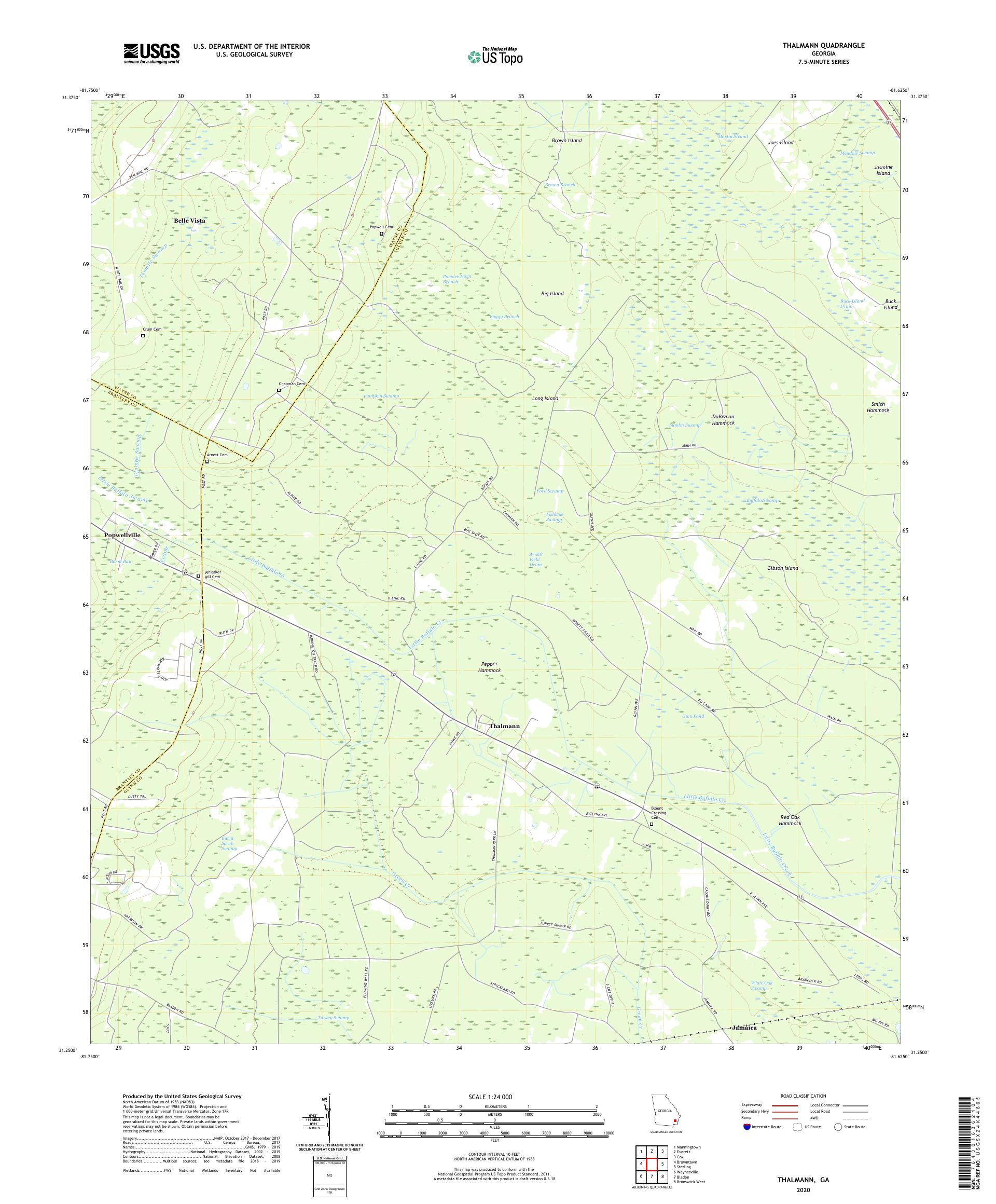 Thalmann Georgia US Topo Map – MyTopo Map Store