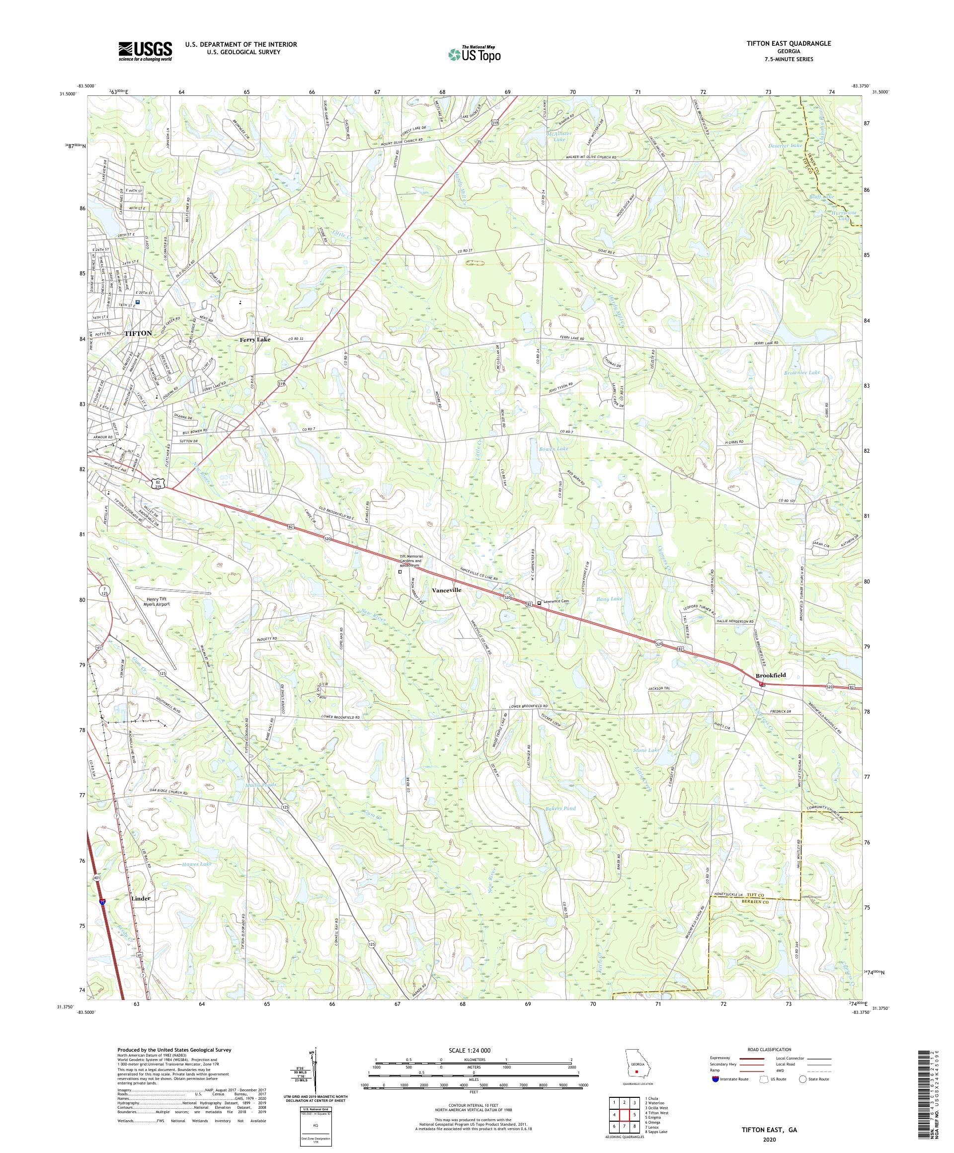 Tifton East Georgia US Topo Map – MyTopo Map Store