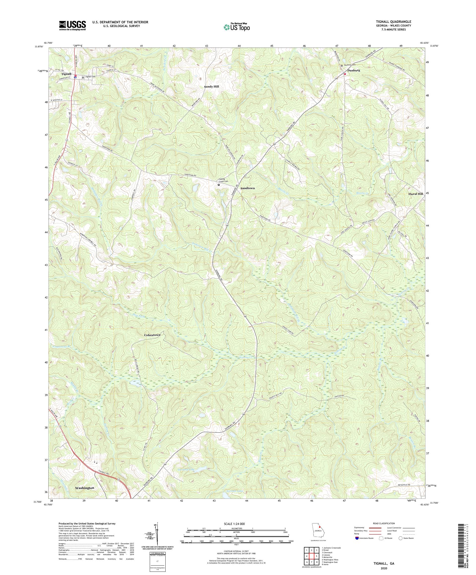 Tignall Georgia US Topo Map – MyTopo Map Store