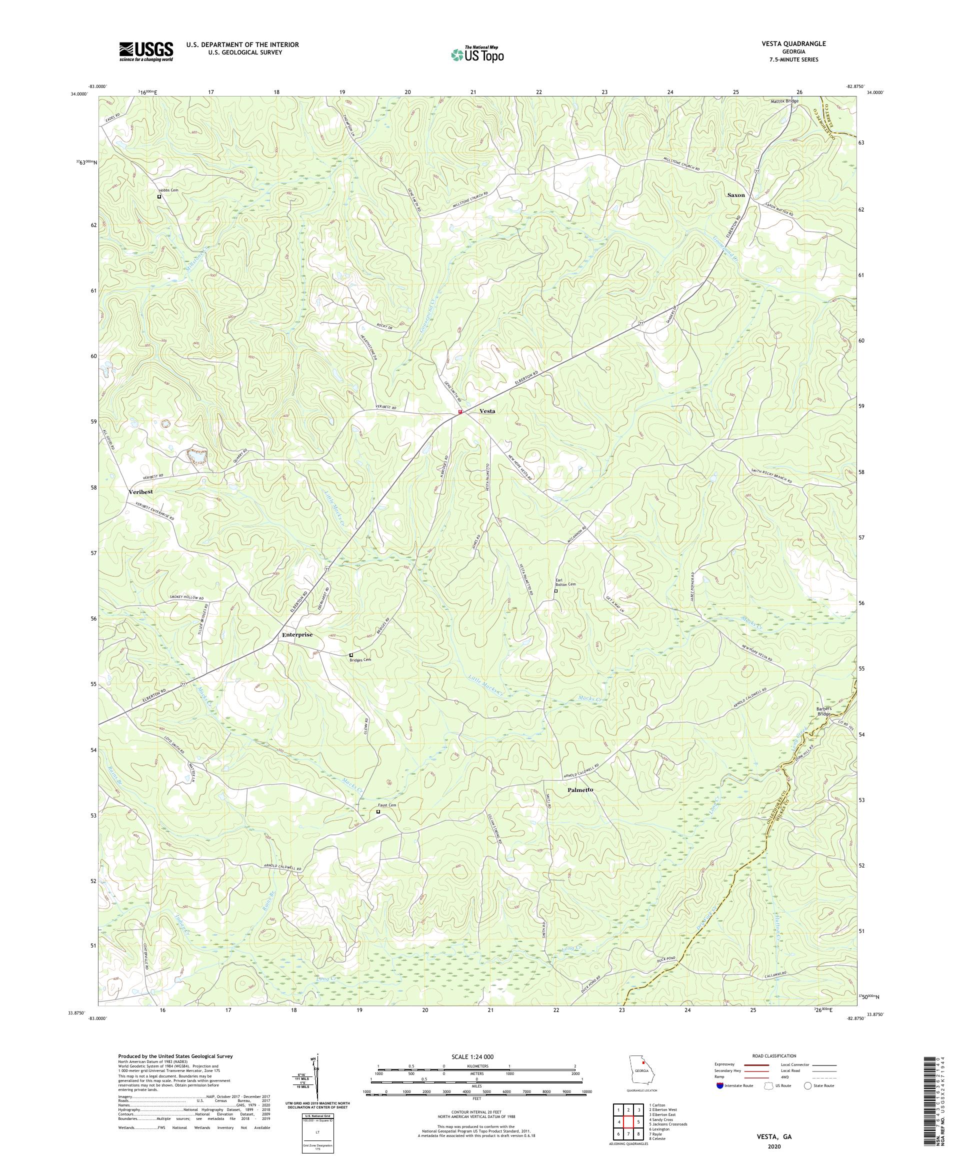 Vesta Georgia US Topo Map – MyTopo Map Store