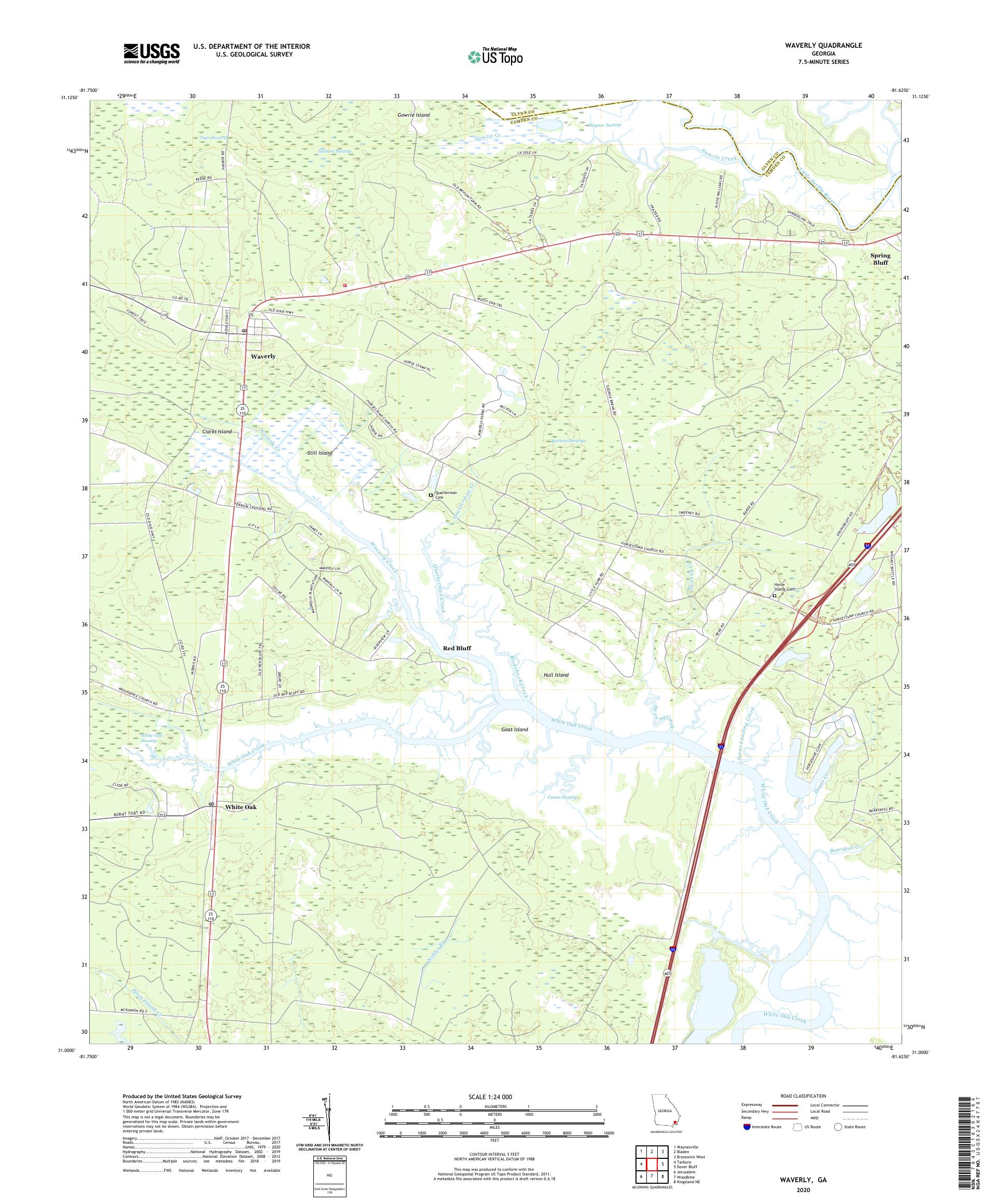Waverly Georgia US Topo Map – MyTopo Map Store