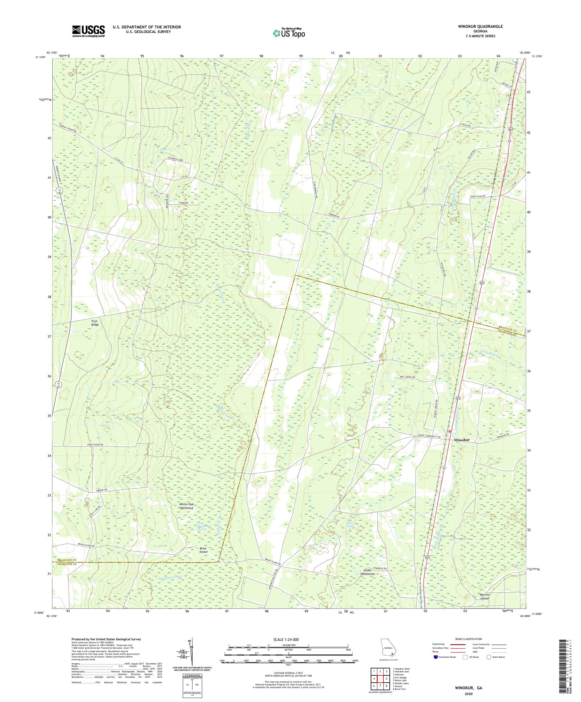 Winokur Georgia US Topo Map – MyTopo Map Store