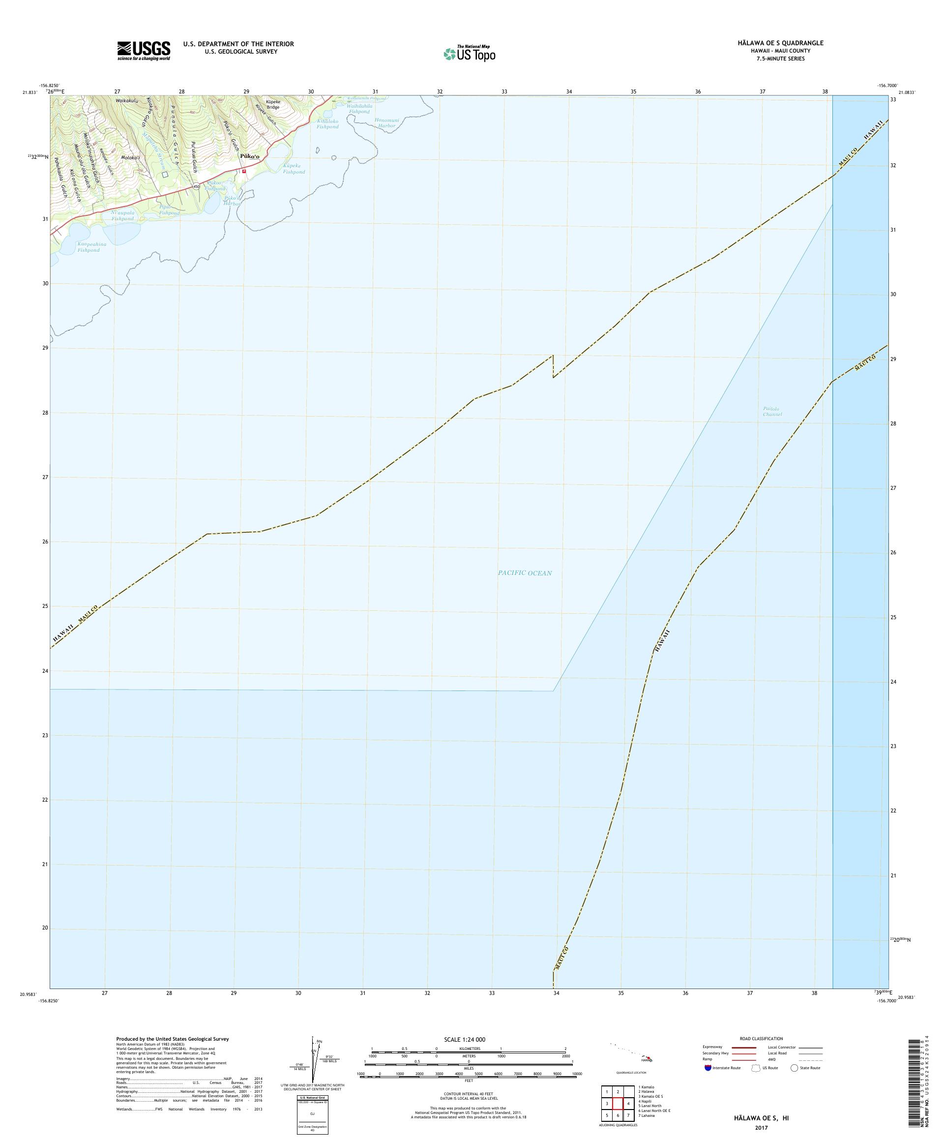 Halawa OE S Hawaii US Topo Map – MyTopo Map Store