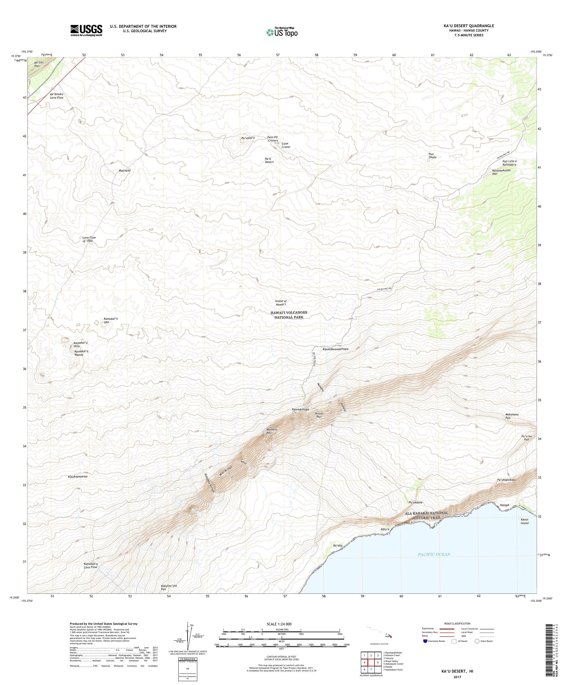 Kau Desert Hawaii US Topo Map – MyTopo Map Store