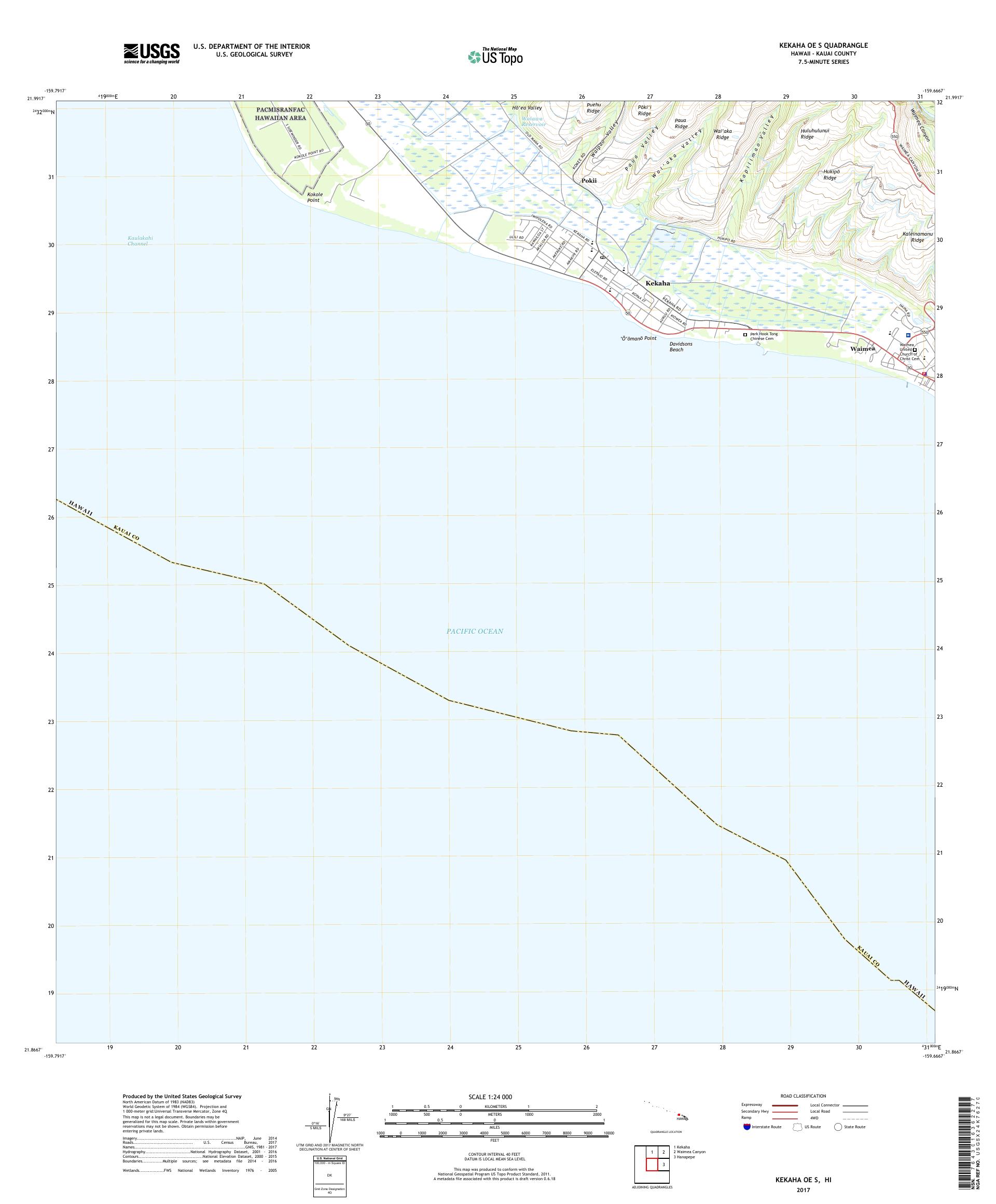 Kekaha OE S Hawaii US Topo Map – MyTopo Map Store