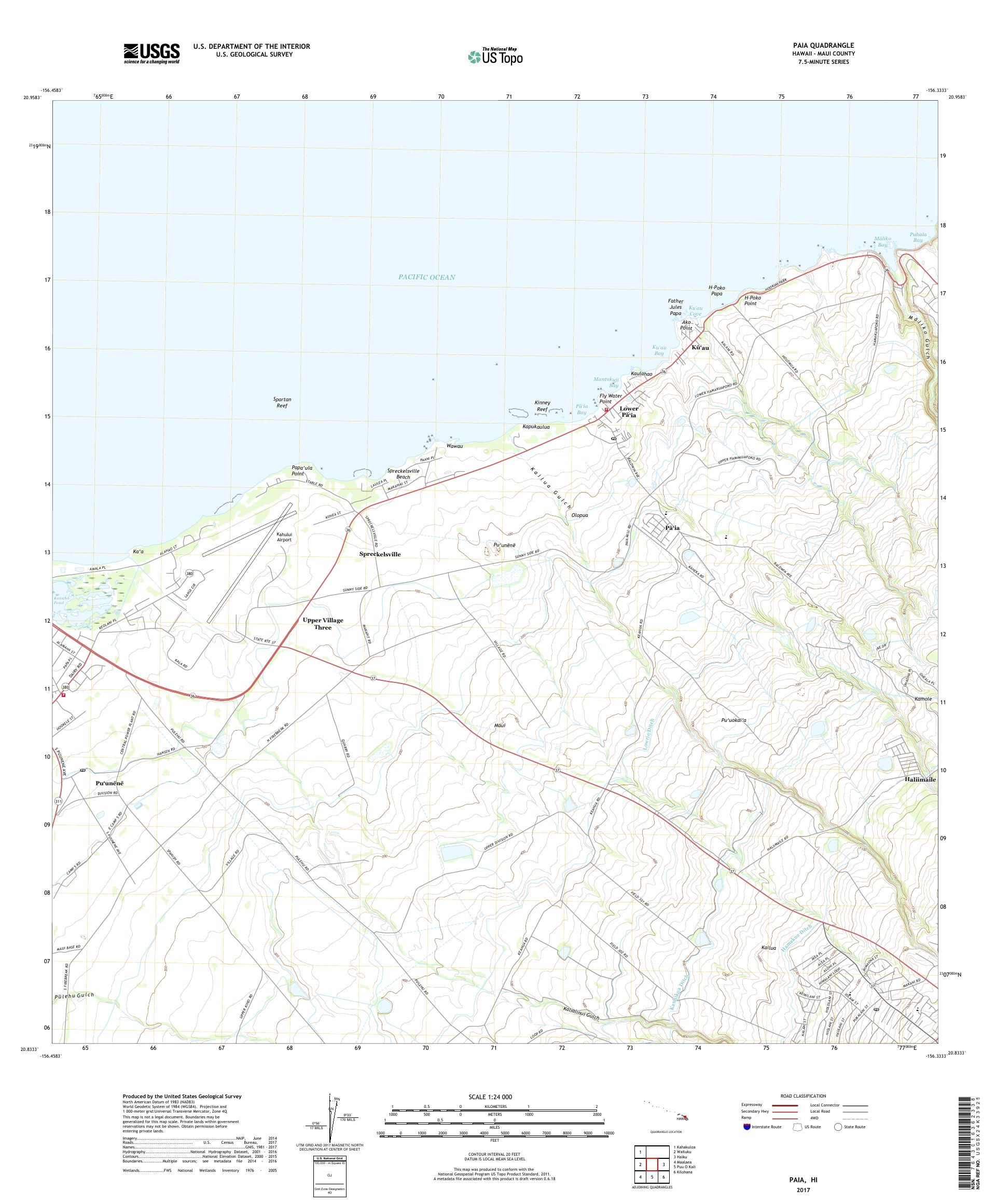 Paia Hawaii US Topo Map – MyTopo Map Store