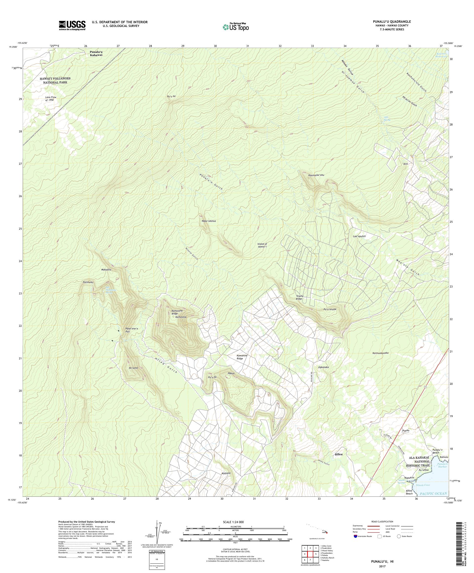 Punaluu Hawaii US Topo Map – MyTopo Map Store