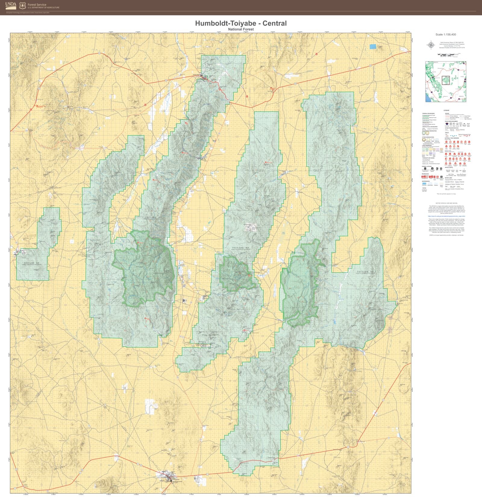 Humboldt-Toiyabe National Forest Central Map – MyTopo Map Store
