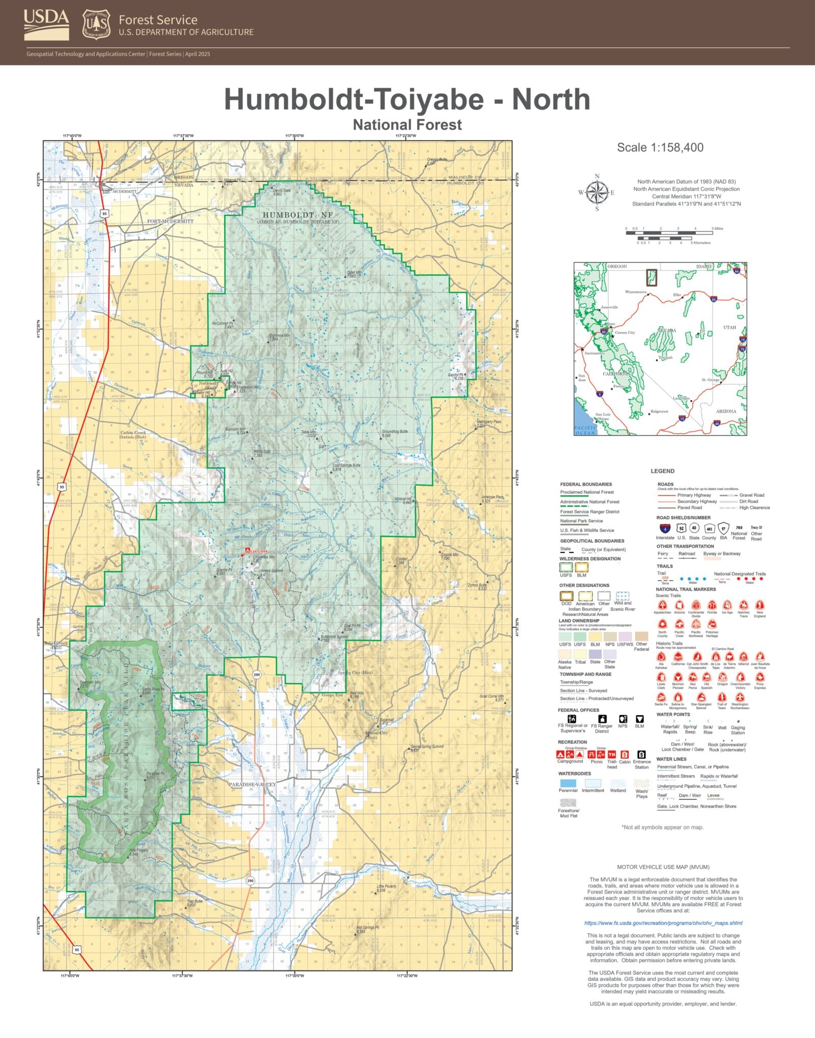Humboldt-Toiyabe National Forest North Map – MyTopo Map Store