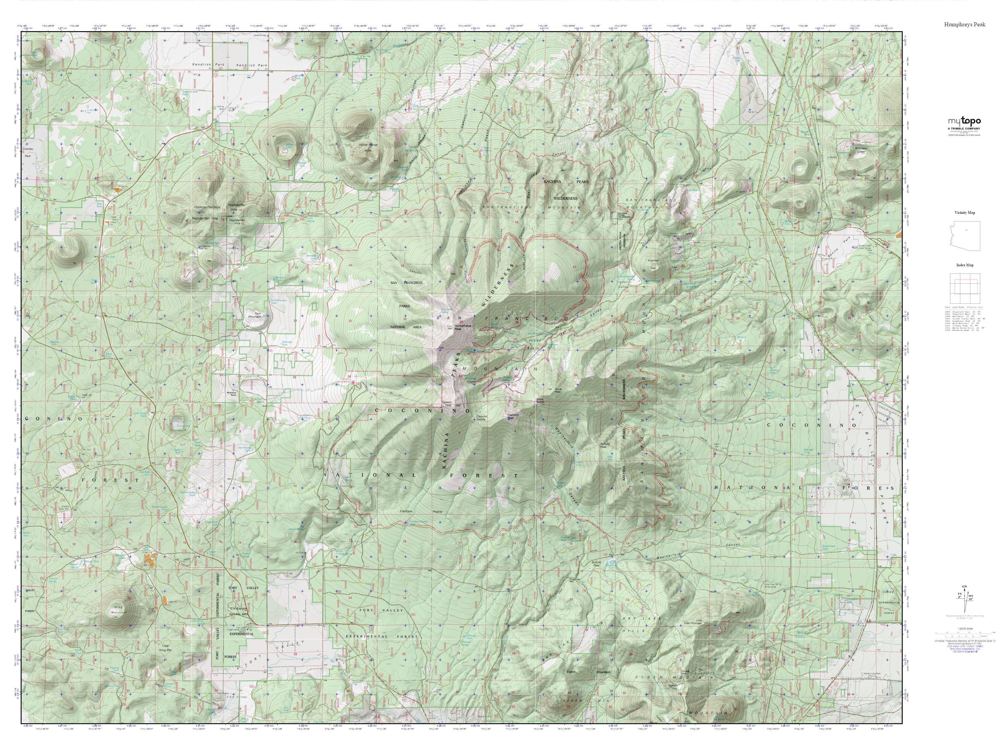 Humphreys Peak MyTopo Explorer Series Map – MyTopo Map Store