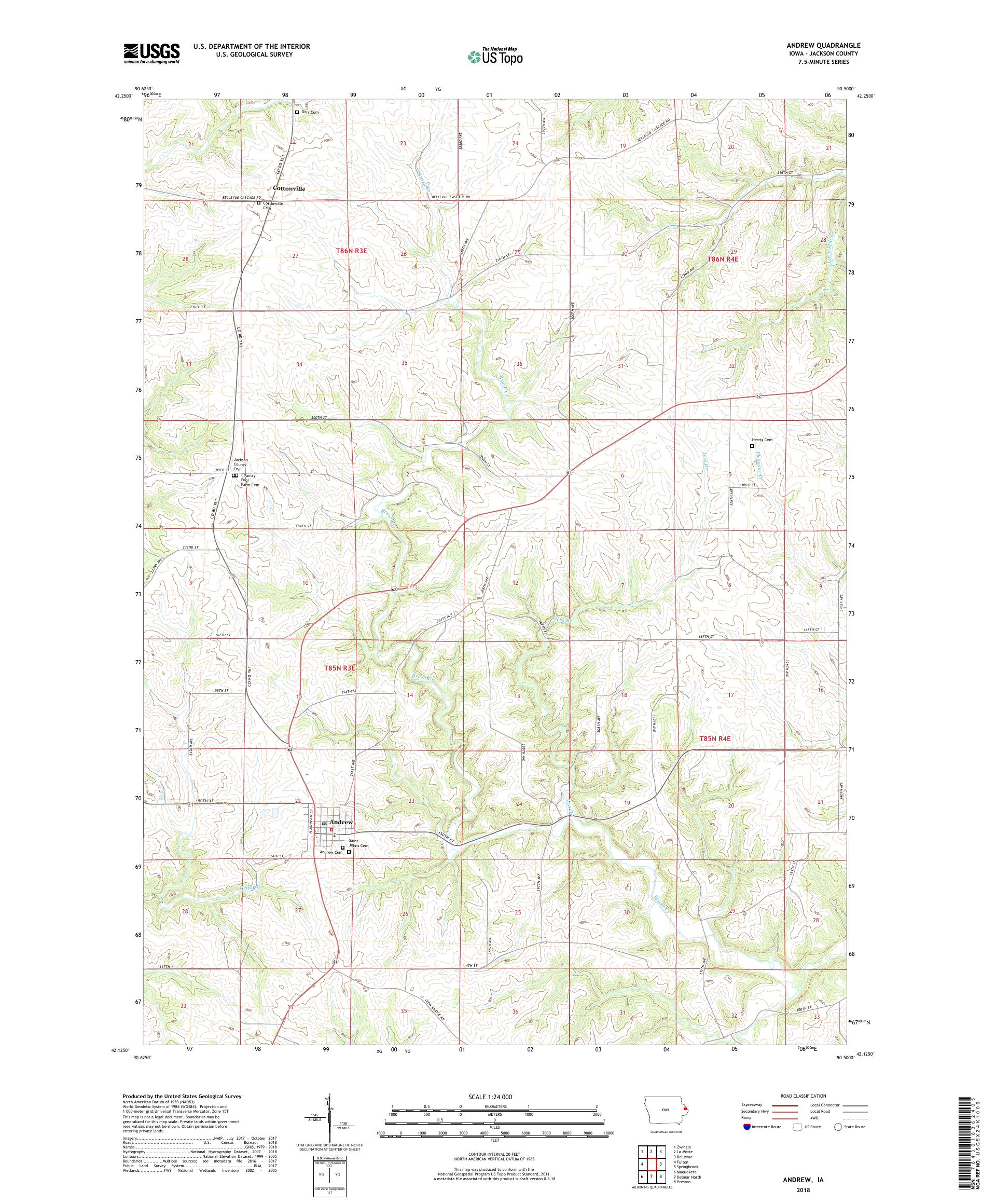 Andrew Iowa US Topo Map – MyTopo Map Store