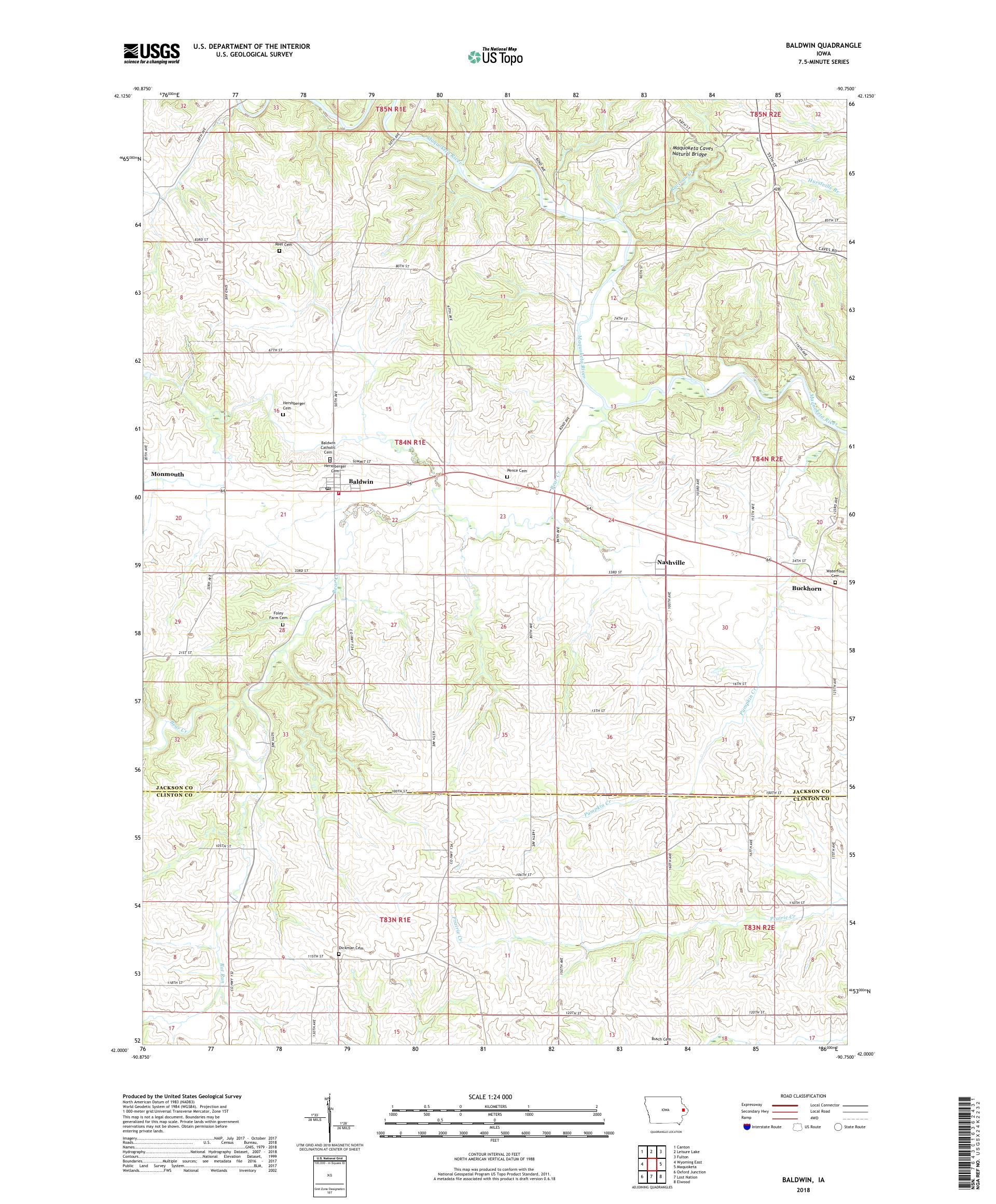 Baldwin Iowa US Topo Map – MyTopo Map Store