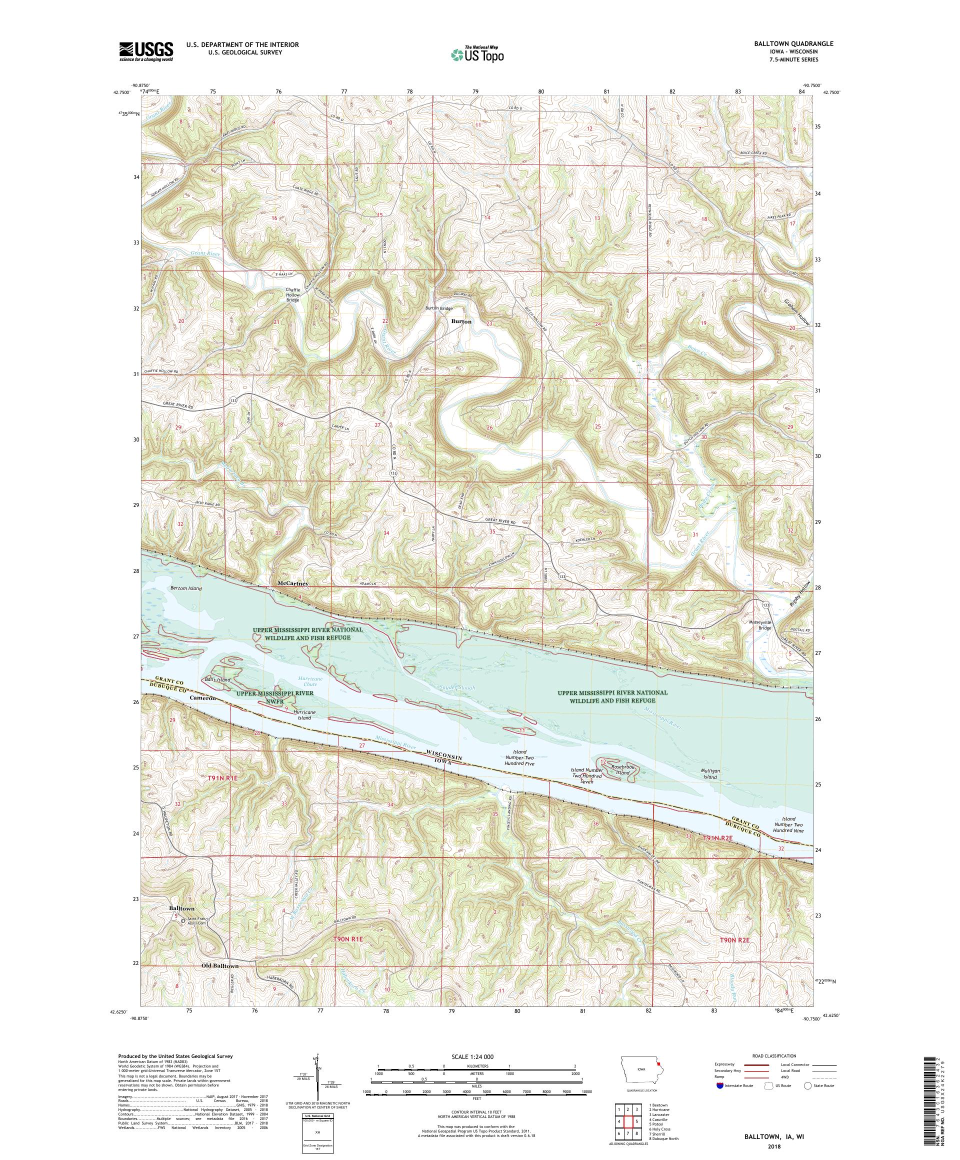 Balltown Iowa US Topo Map – MyTopo Map Store
