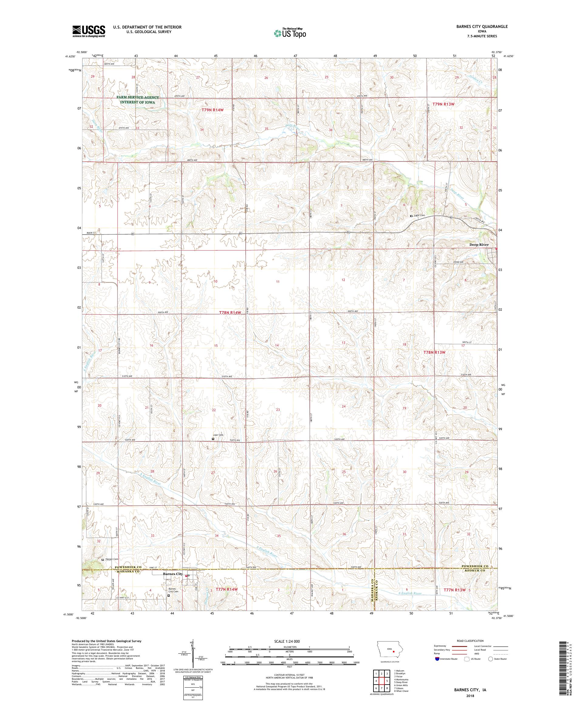 Barnes City Iowa US Topo Map – MyTopo Map Store