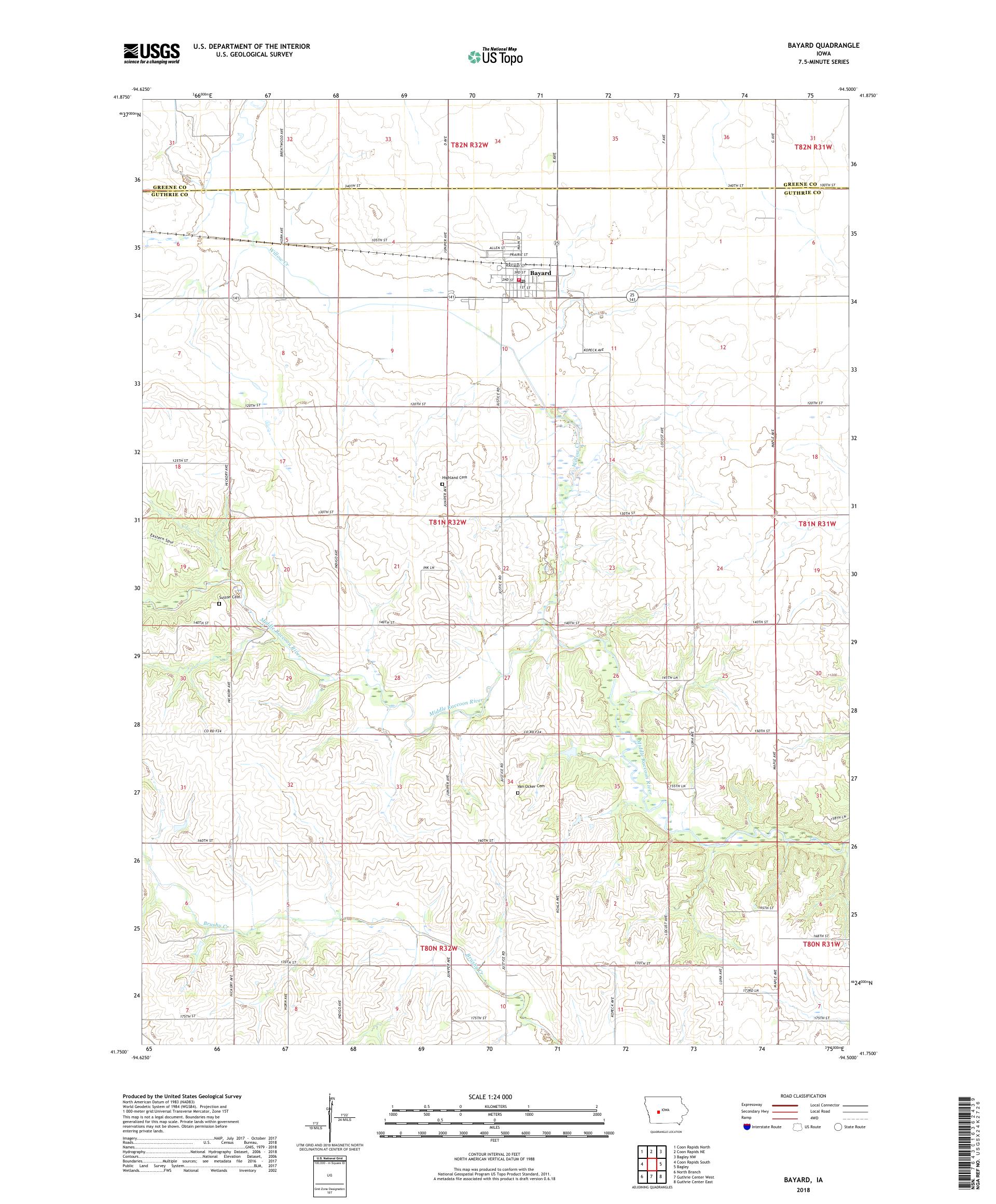 Bayard Iowa US Topo Map – MyTopo Map Store