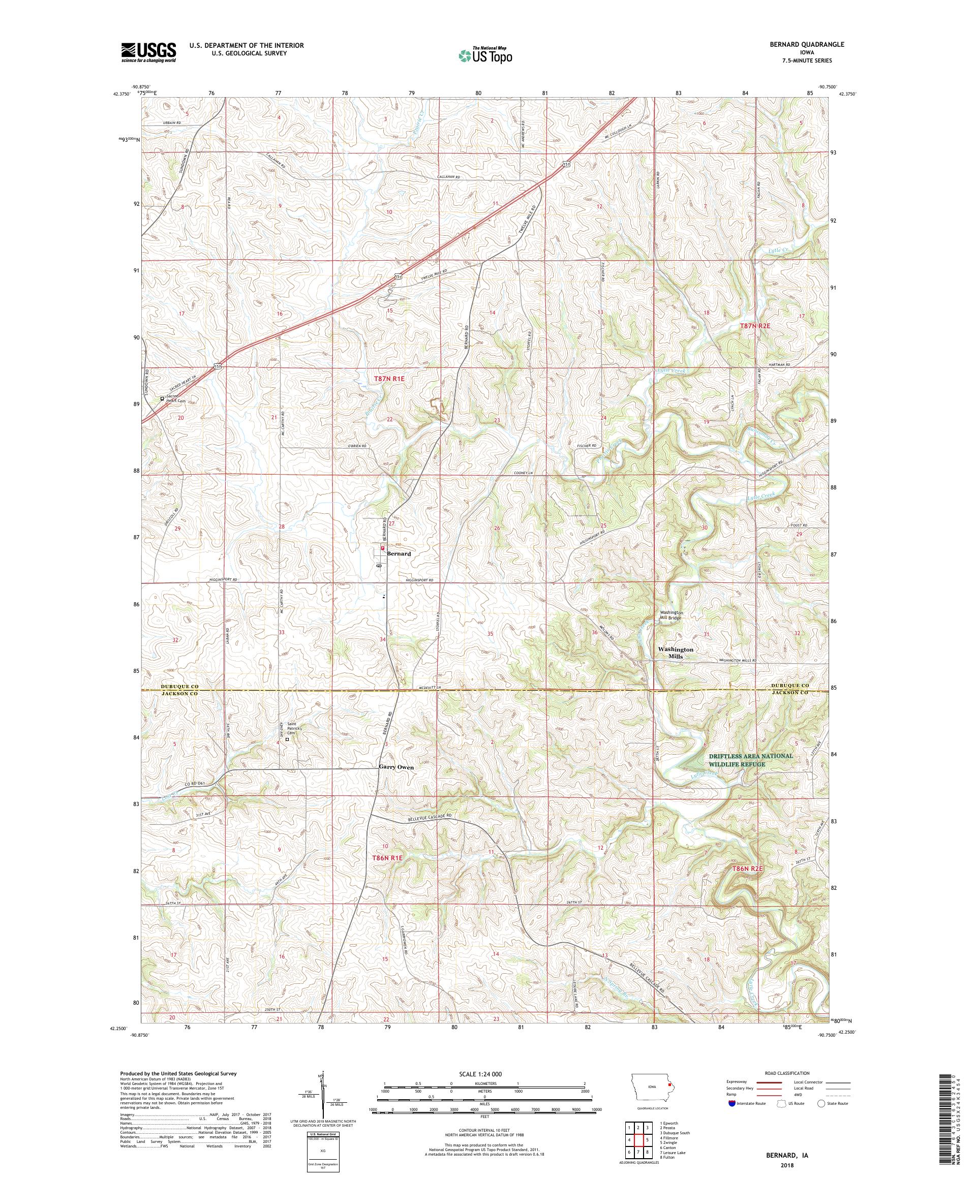 Bernard Iowa US Topo Map – MyTopo Map Store