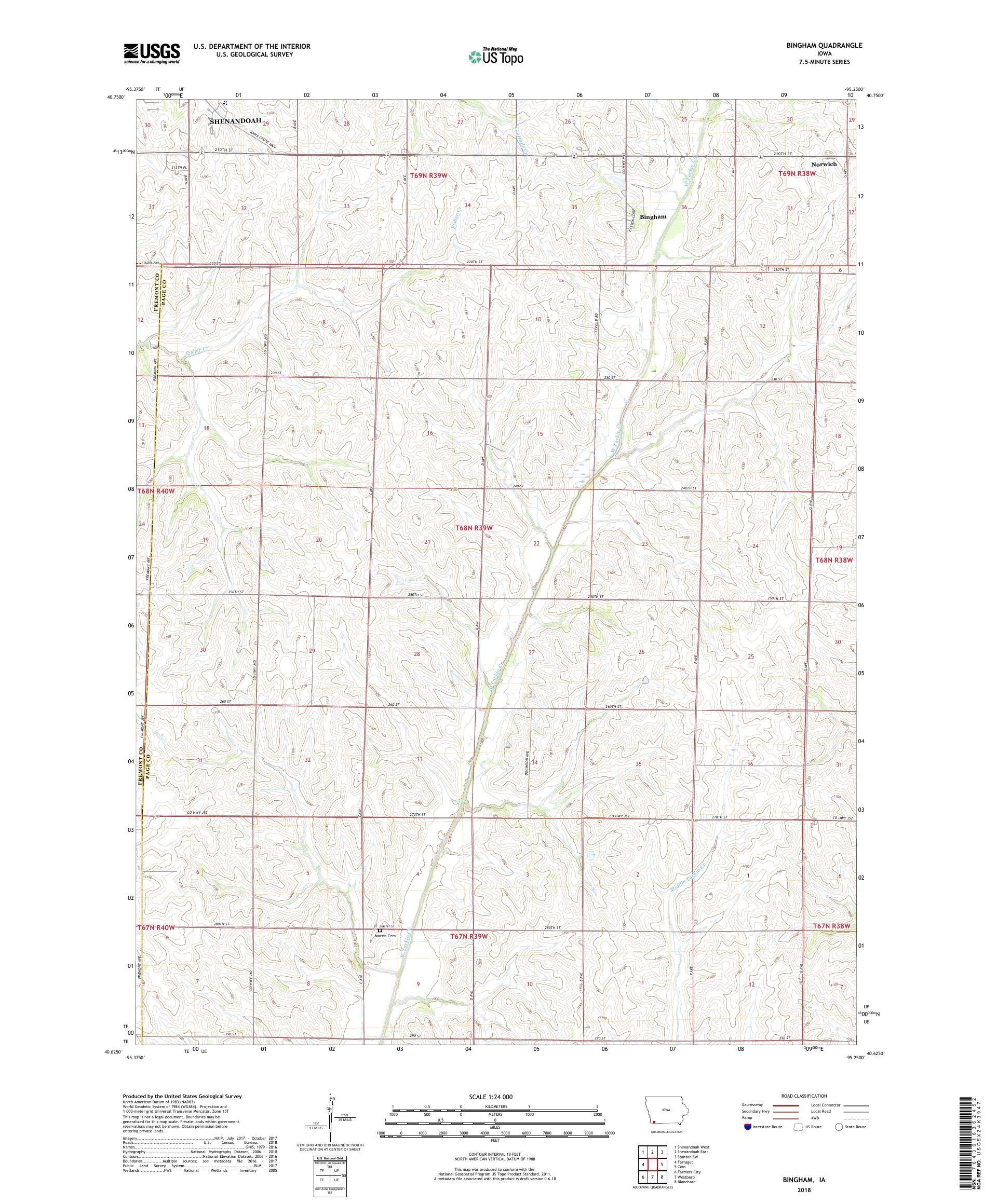 Bingham Iowa US Topo Map – MyTopo Map Store