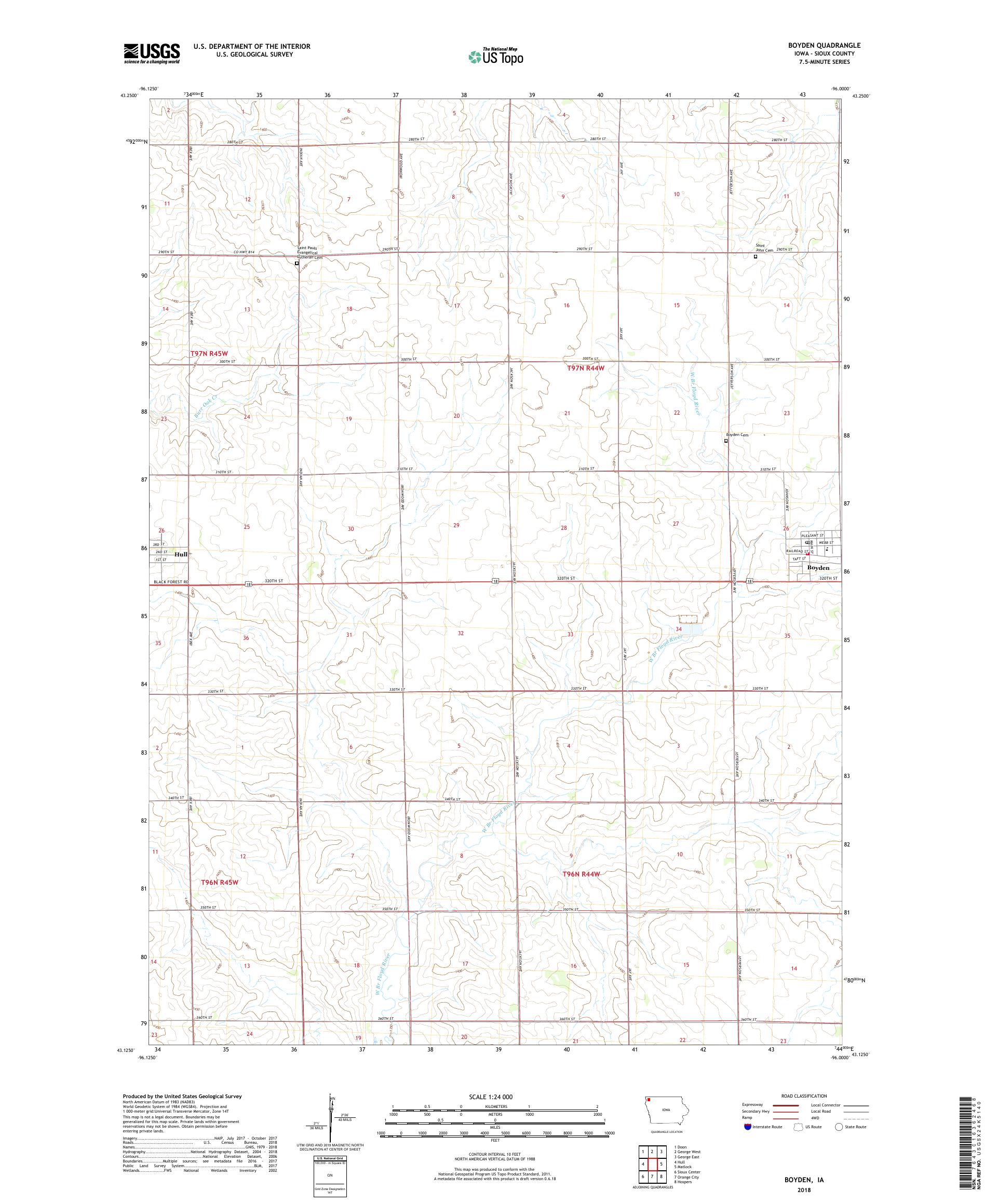 Boyden Iowa US Topo Map – MyTopo Map Store