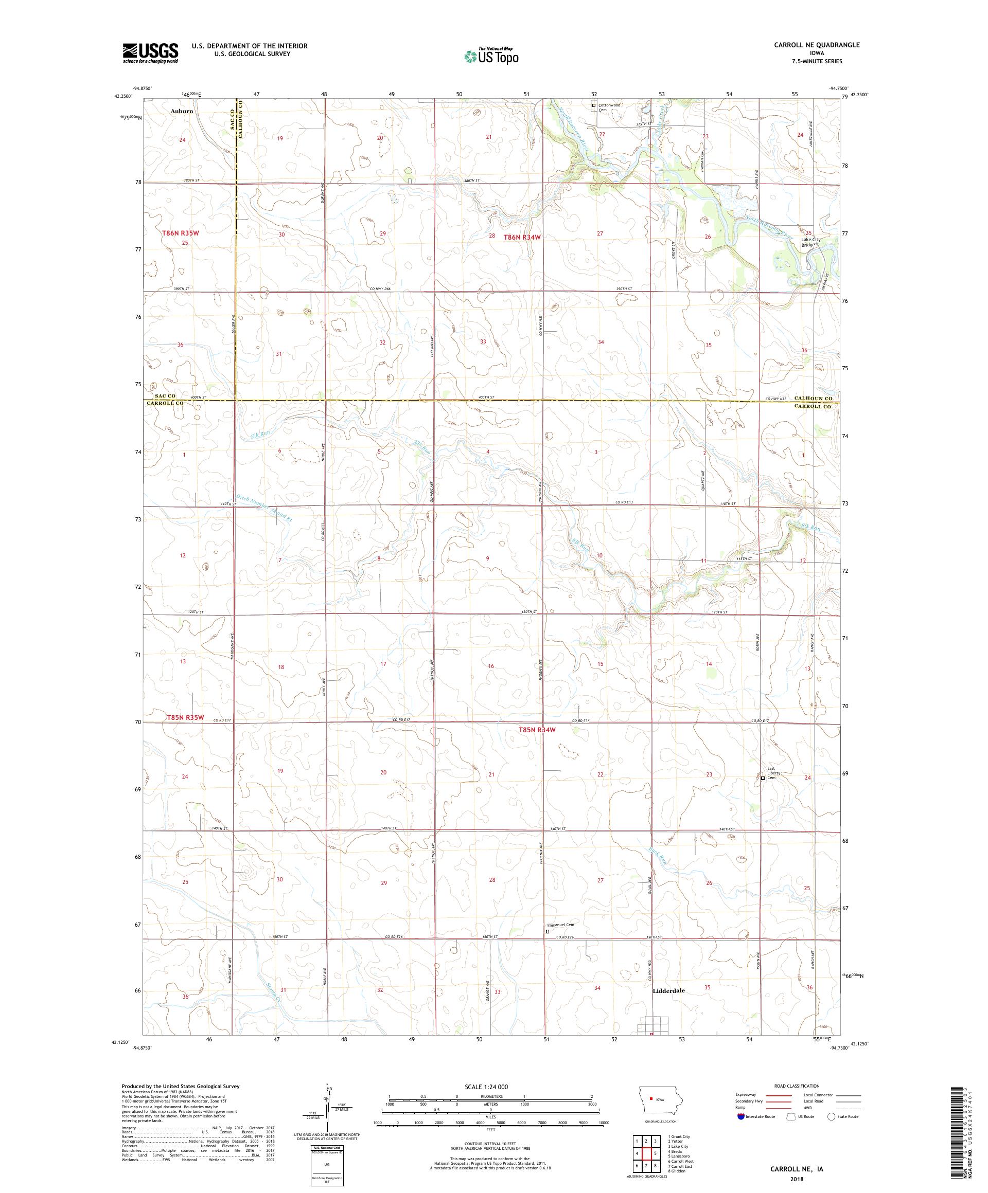 Carroll NE Iowa US Topo Map – MyTopo Map Store