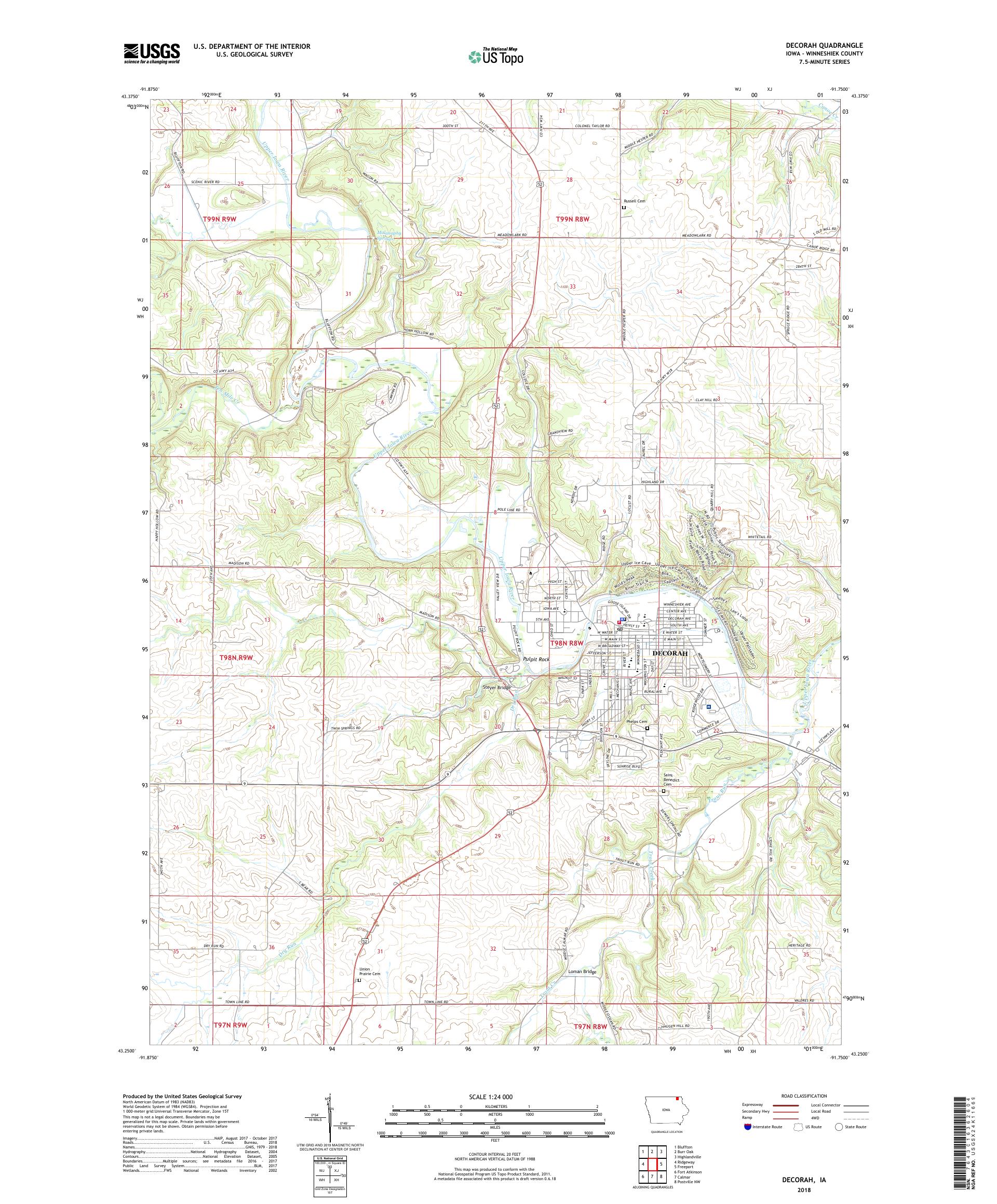 Decorah Iowa US Topo Map – MyTopo Map Store