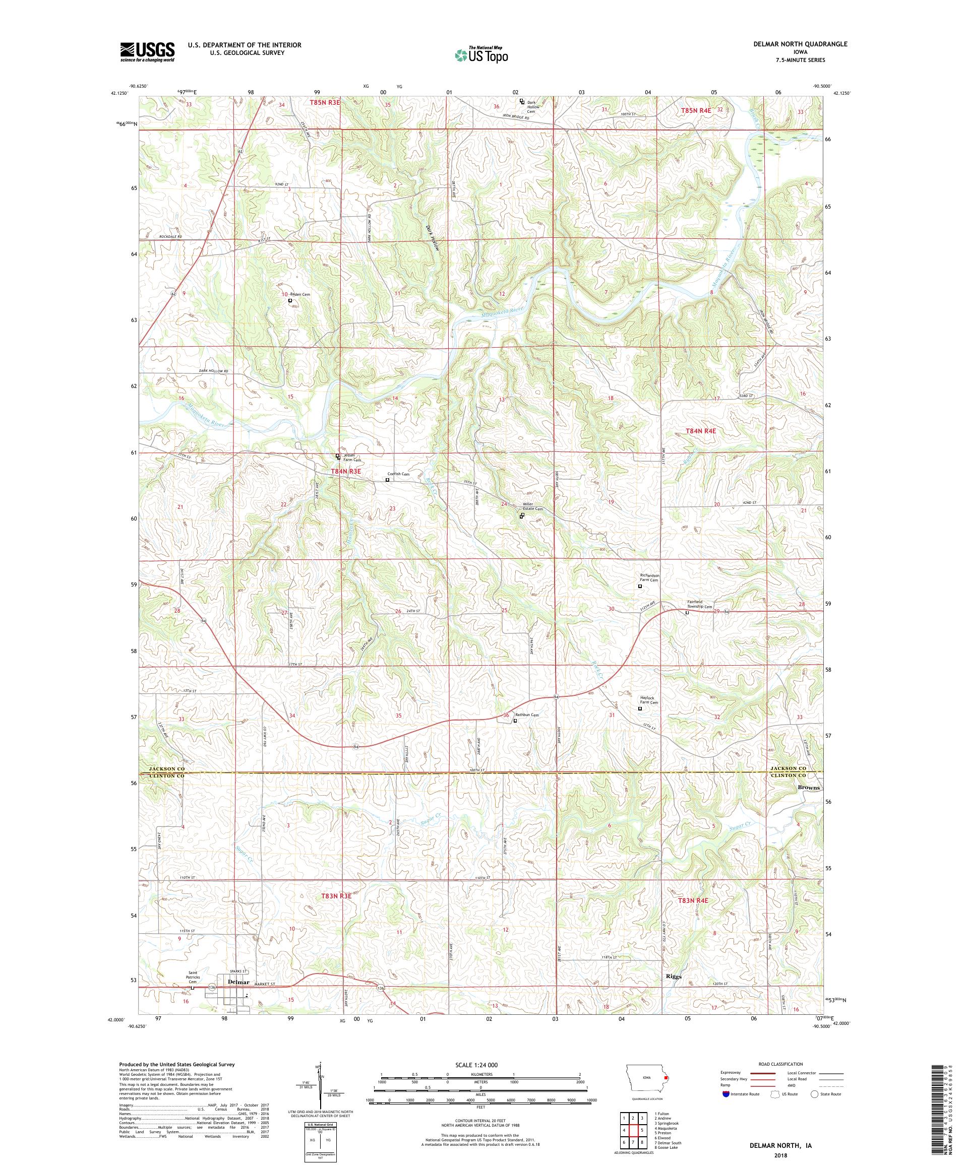 Delmar North Iowa US Topo Map – MyTopo Map Store