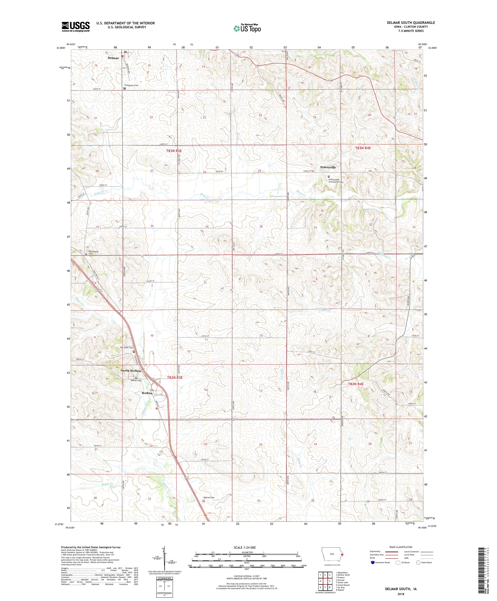 Delmar South Iowa US Topo Map – MyTopo Map Store