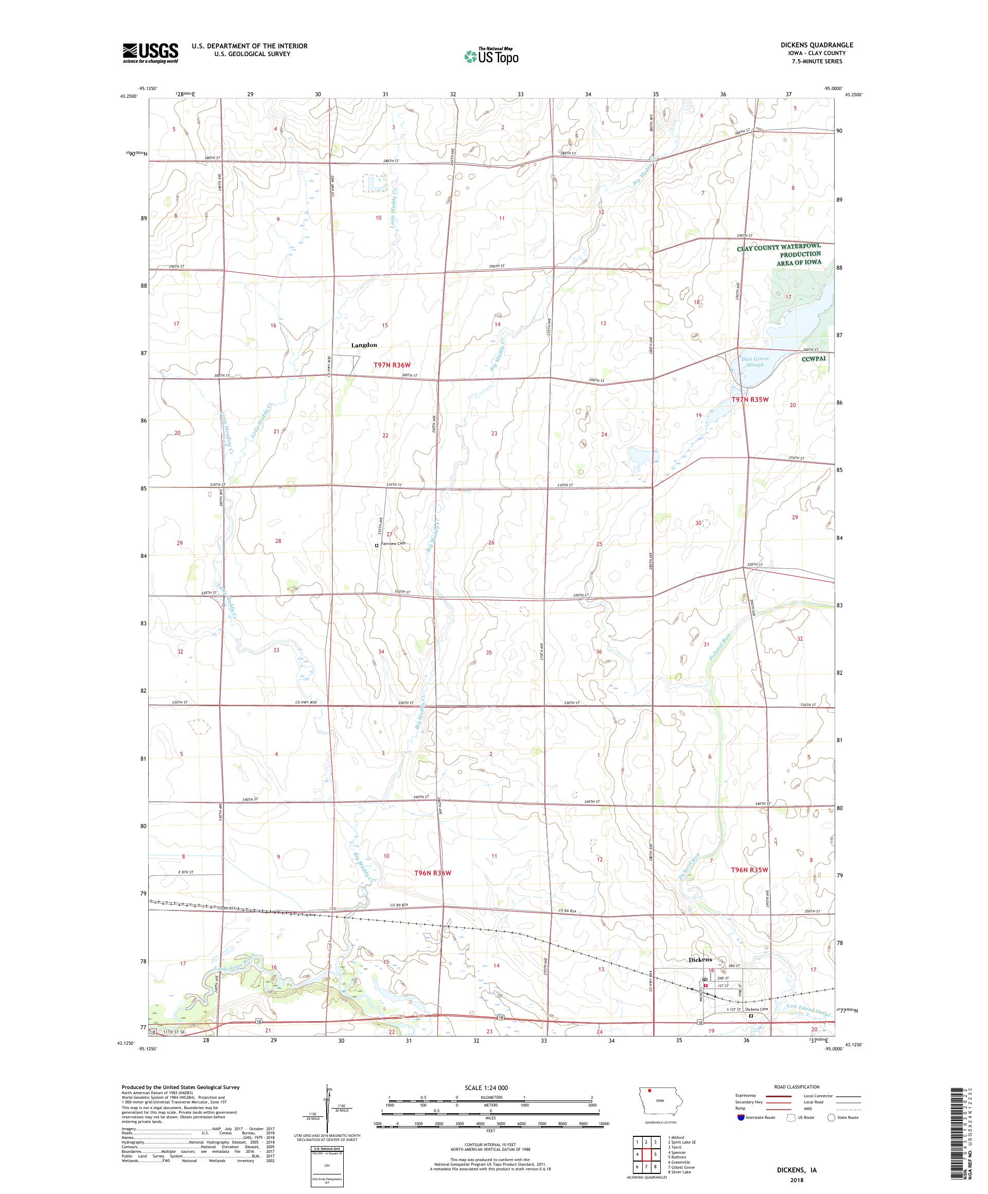 Dickens Iowa US Topo Map – MyTopo Map Store