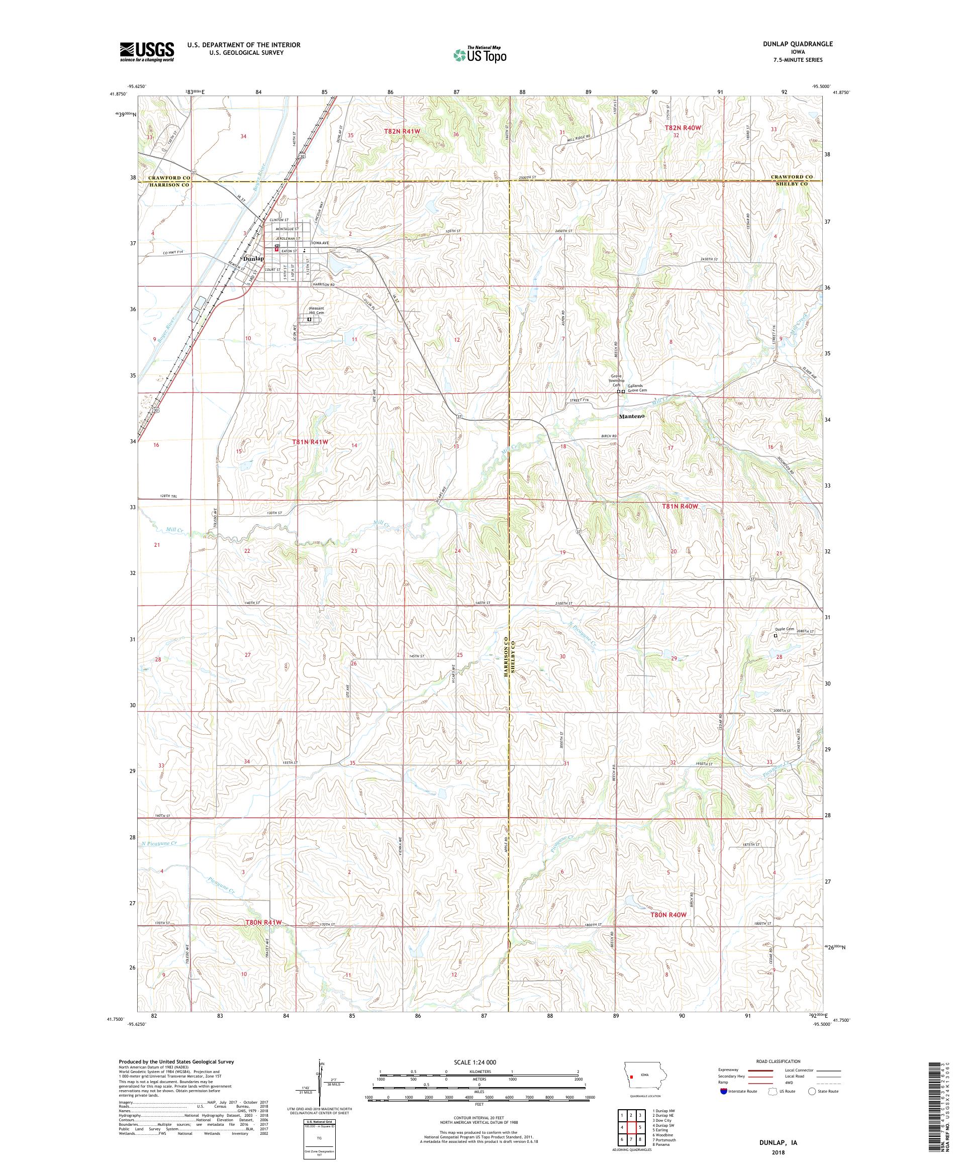 Dunlap Iowa US Topo Map – MyTopo Map Store