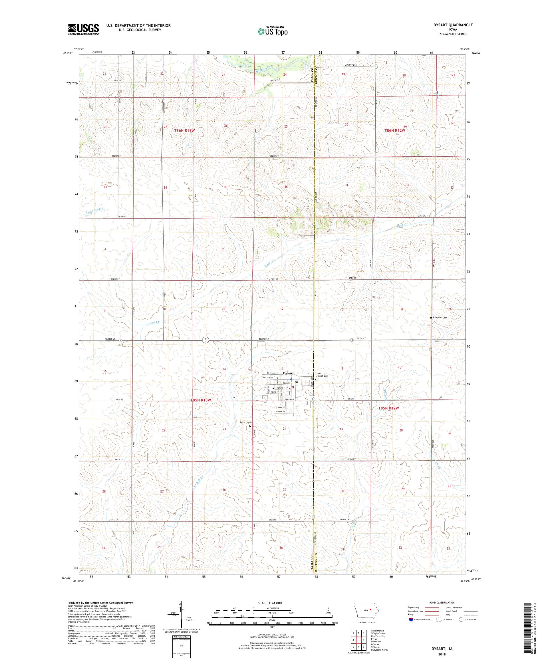 Dysart Iowa US Topo Map – MyTopo Map Store