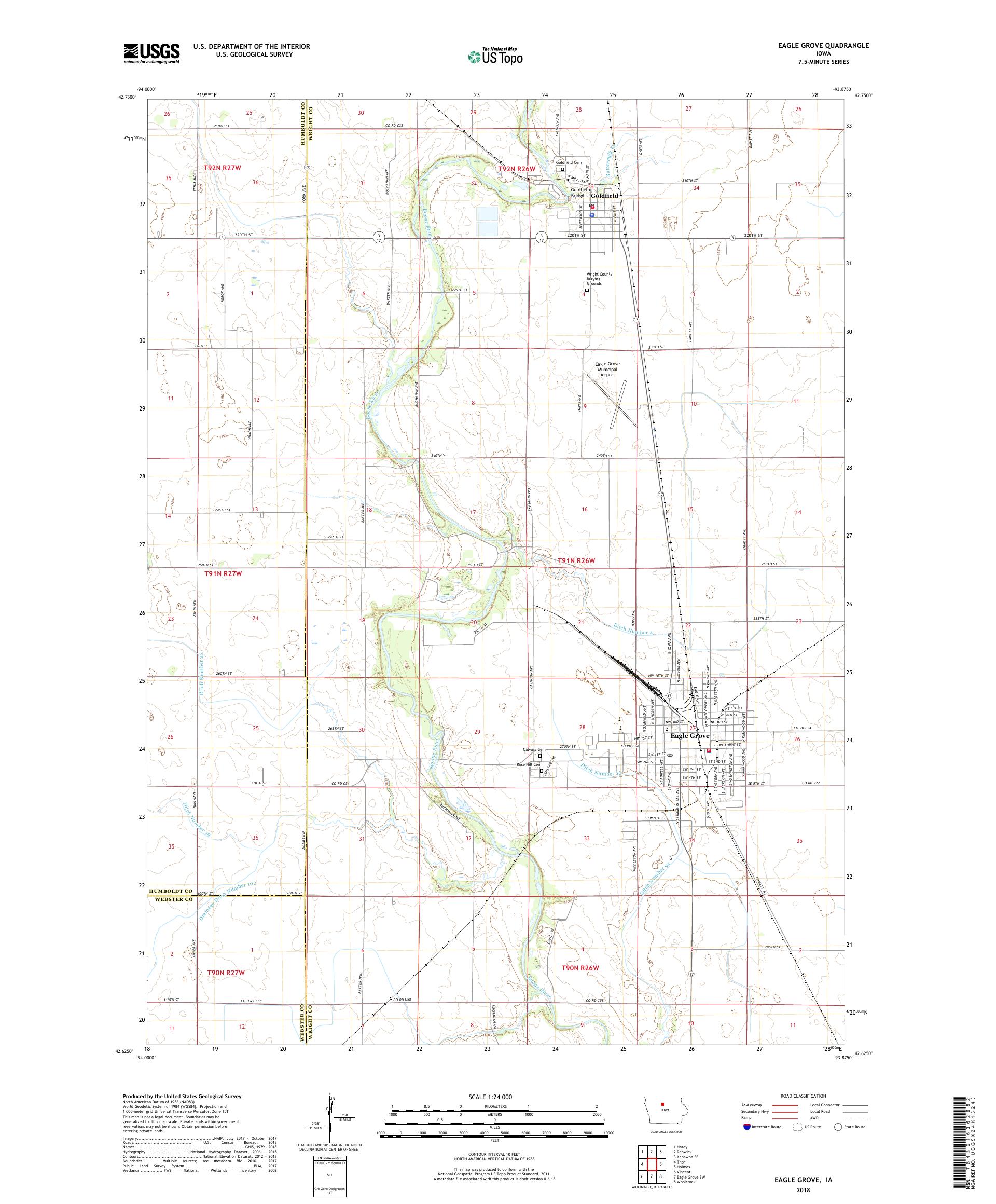 Eagle Grove Iowa US Topo Map – MyTopo Map Store