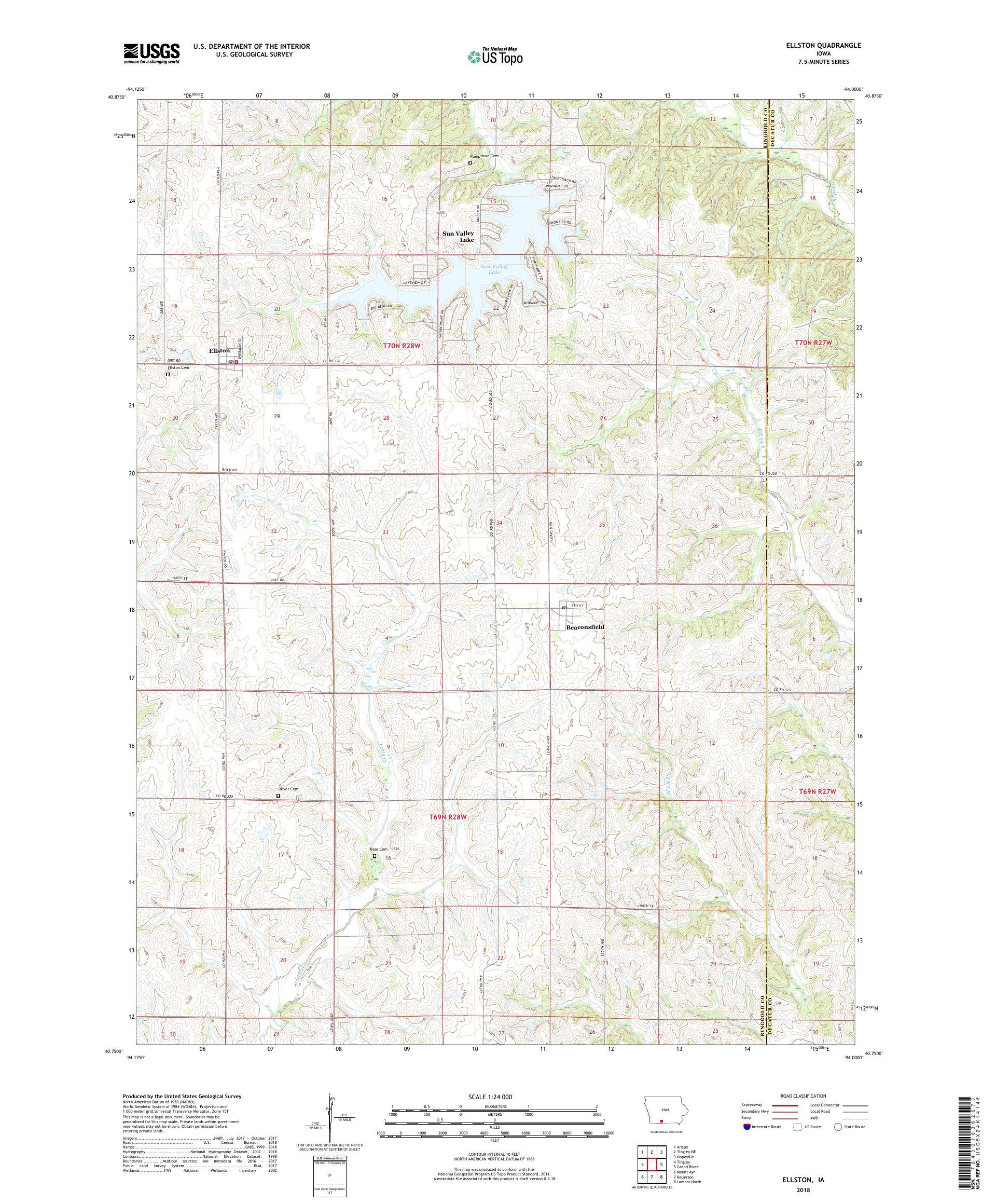Ellston Iowa US Topo Map – MyTopo Map Store