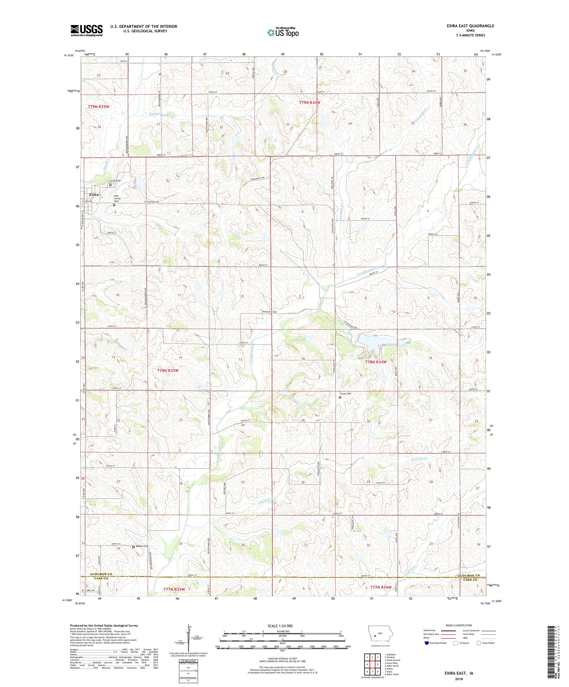 Exira East Iowa US Topo Map – MyTopo Map Store
