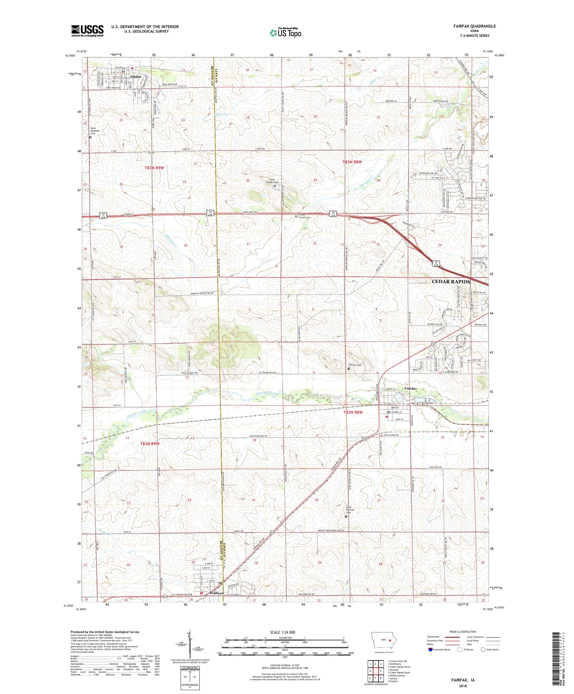 Fairfax Iowa US Topo Map – MyTopo Map Store