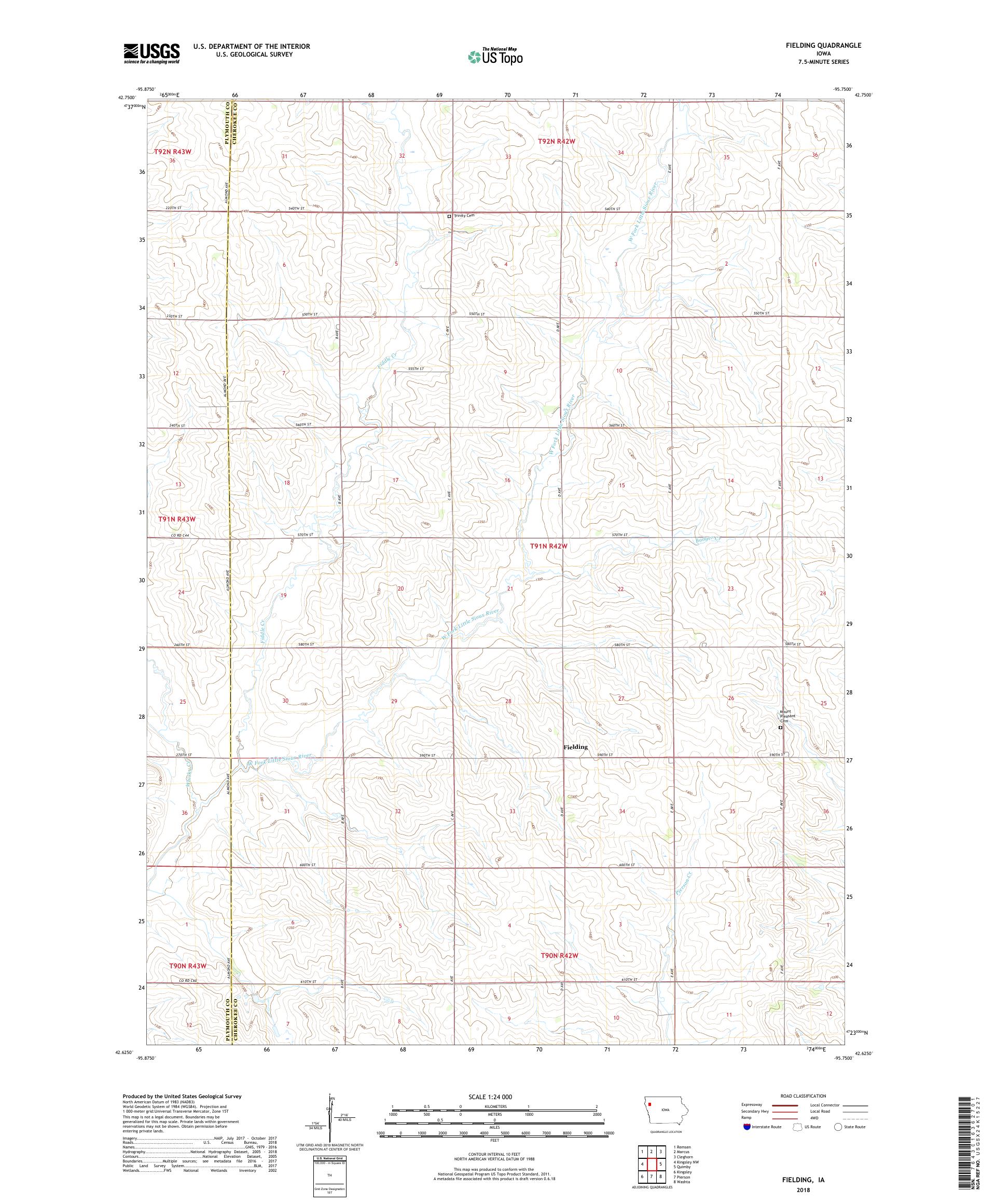 Fielding Iowa US Topo Map – MyTopo Map Store