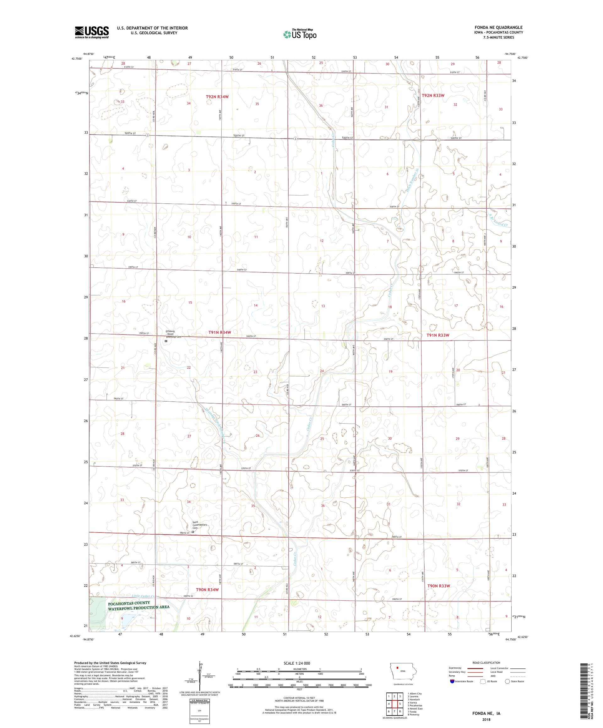 Fonda NE Iowa US Topo Map – MyTopo Map Store