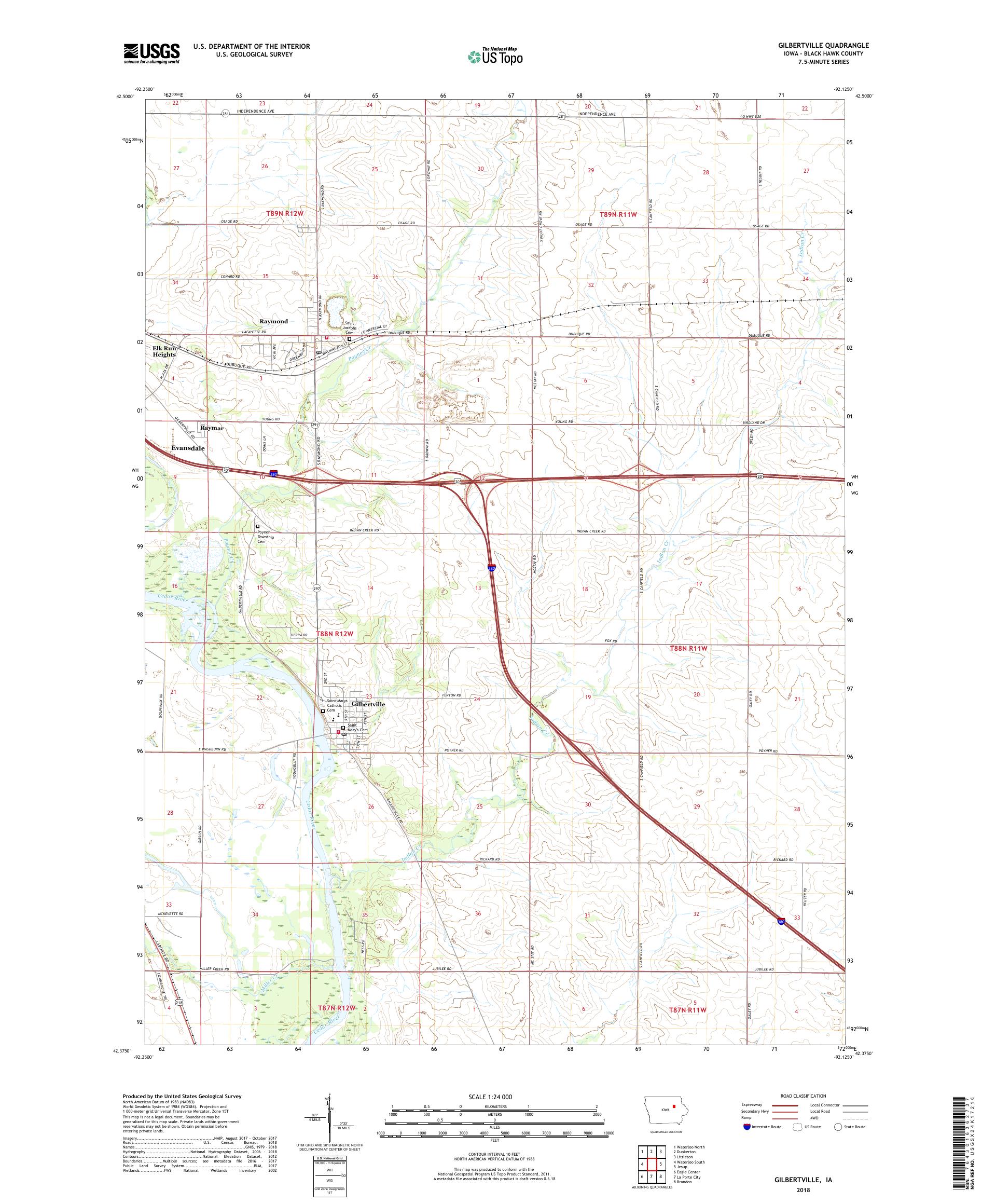 Gilbertville Iowa US Topo Map – MyTopo Map Store