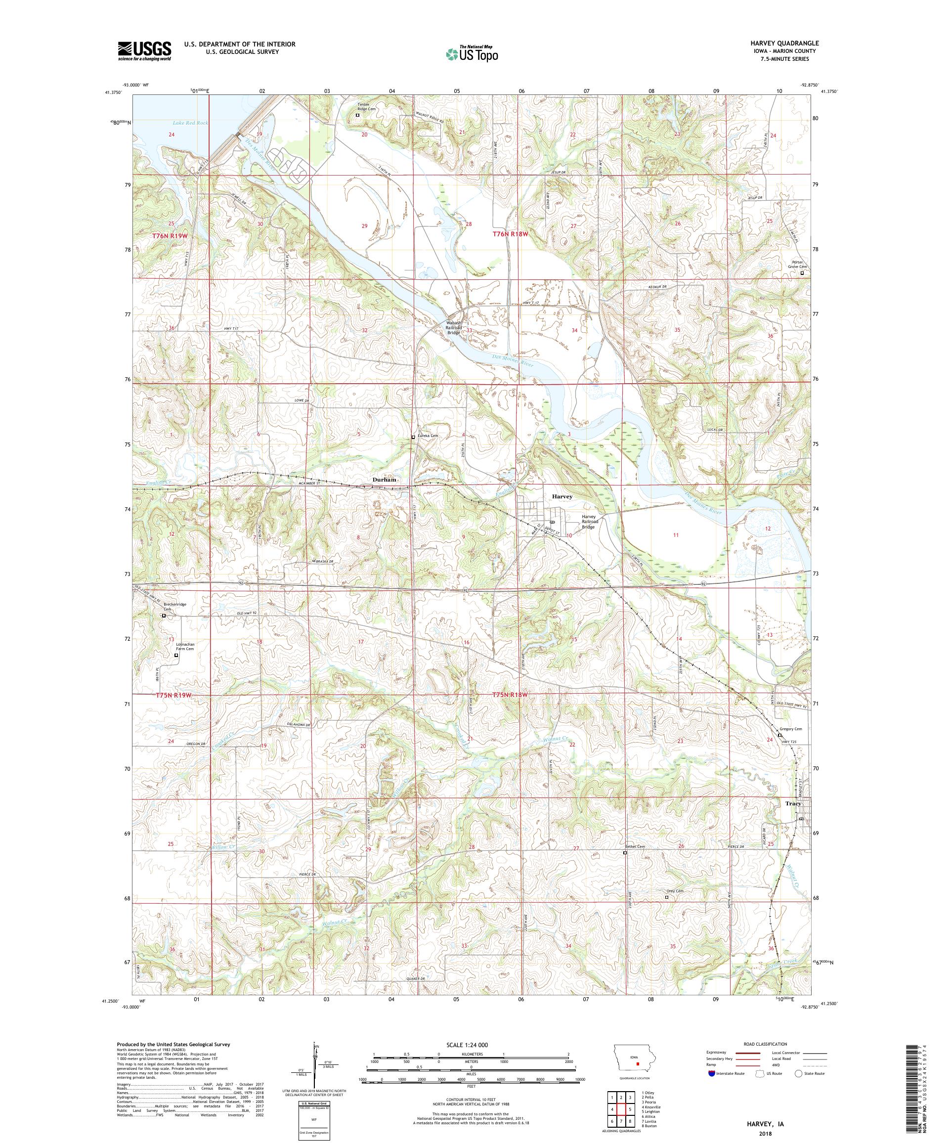 Harvey Iowa US Topo Map – MyTopo Map Store