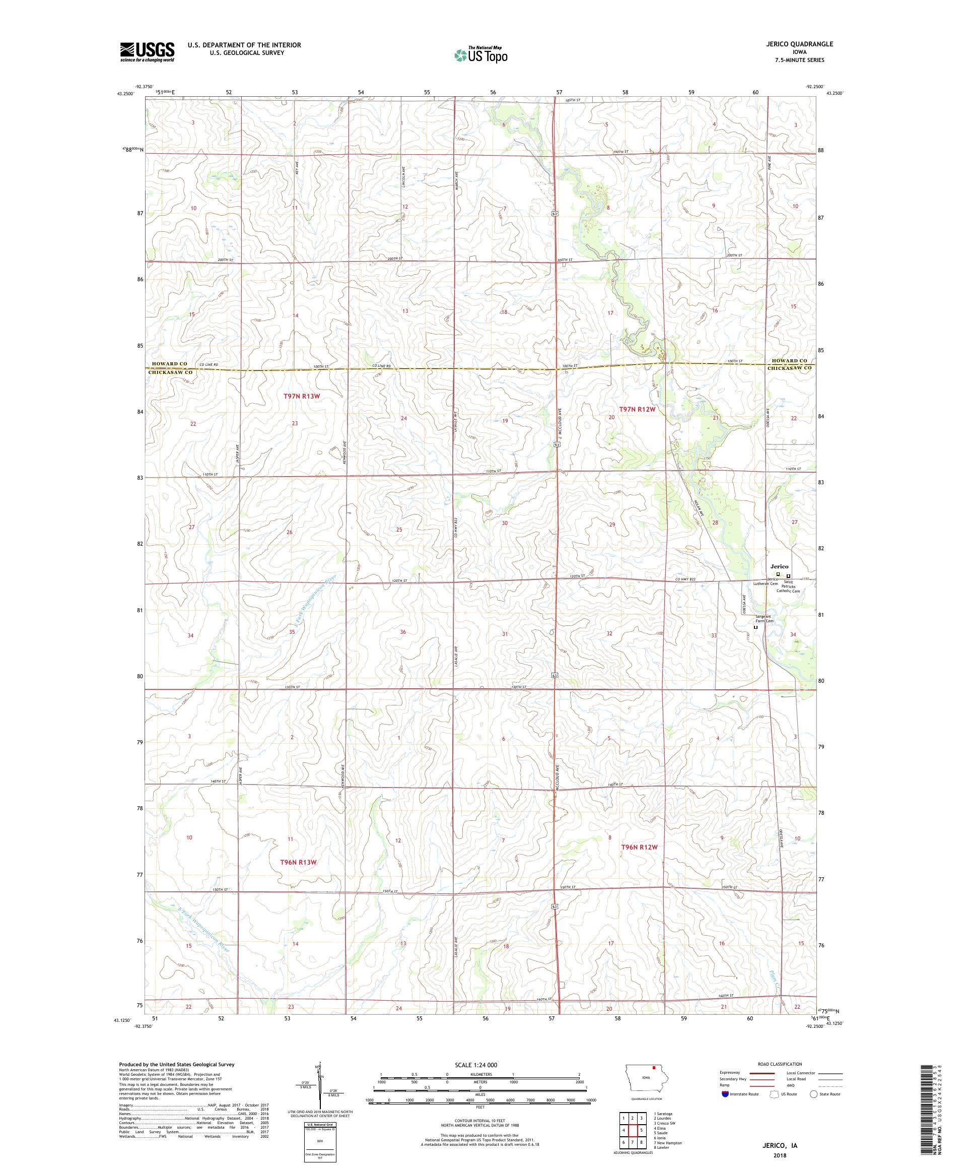 Jerico Iowa US Topo Map – MyTopo Map Store