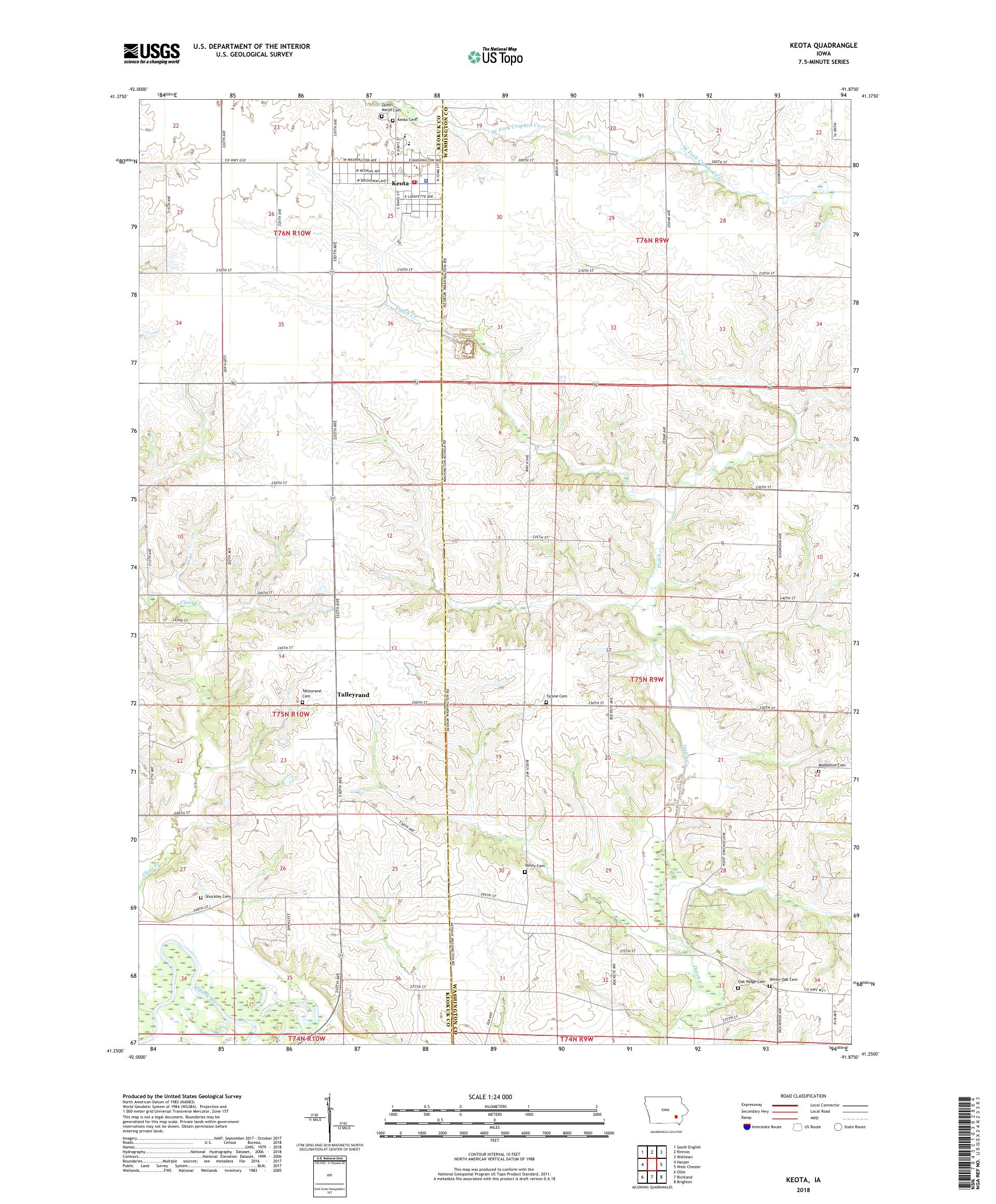 Keota Iowa US Topo Map – MyTopo Map Store