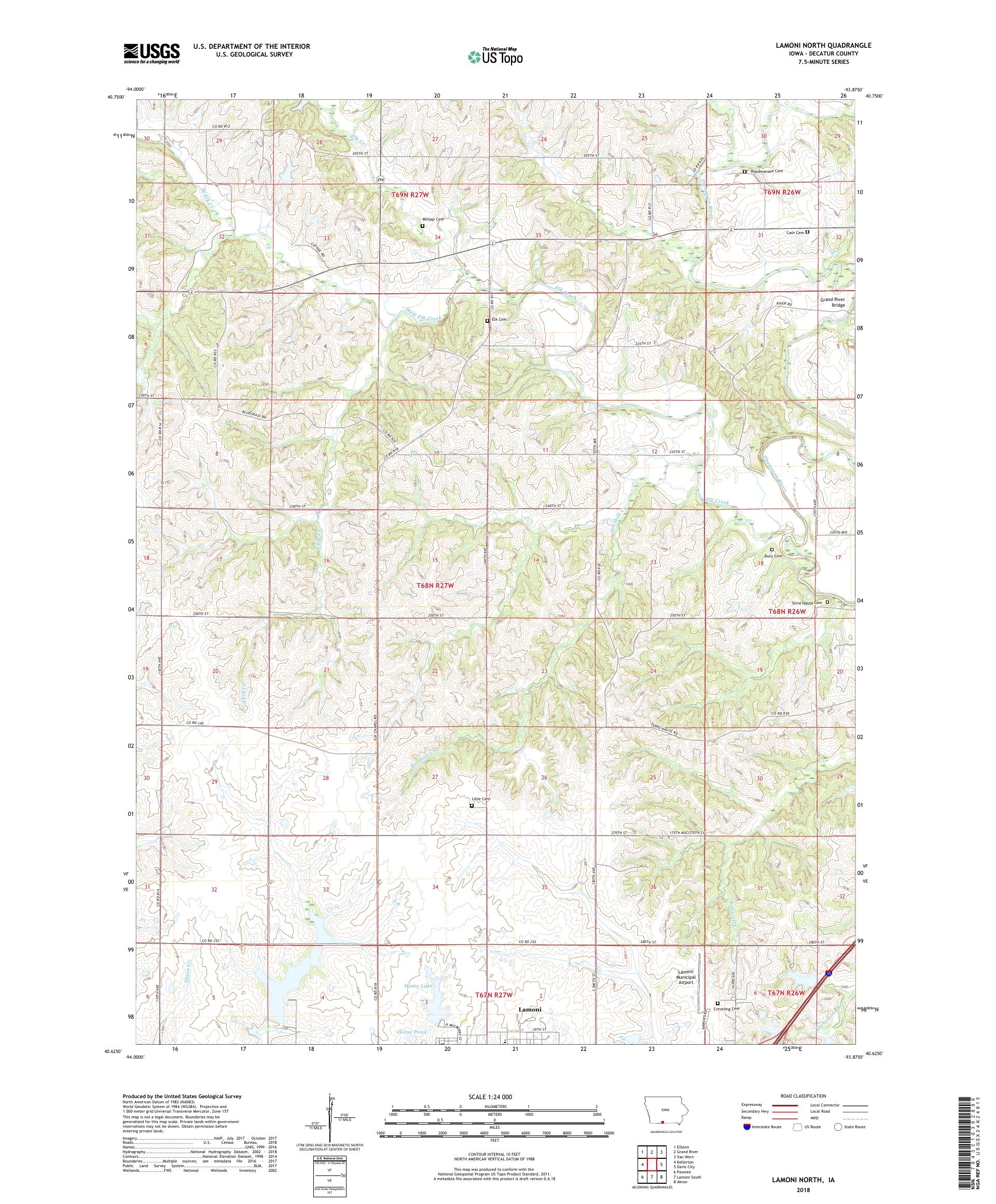 Lamoni North Iowa US Topo Map – MyTopo Map Store