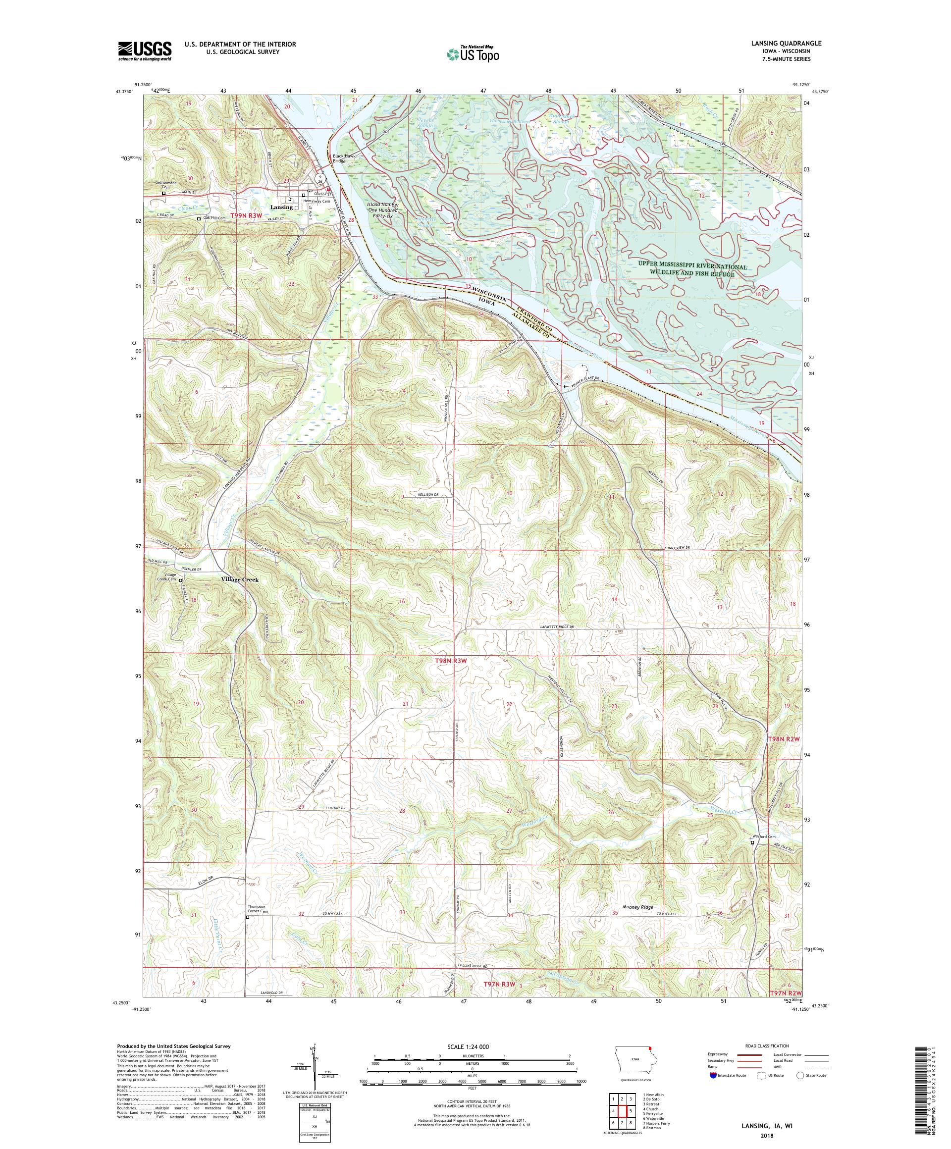 Lansing Iowa US Topo Map – MyTopo Map Store