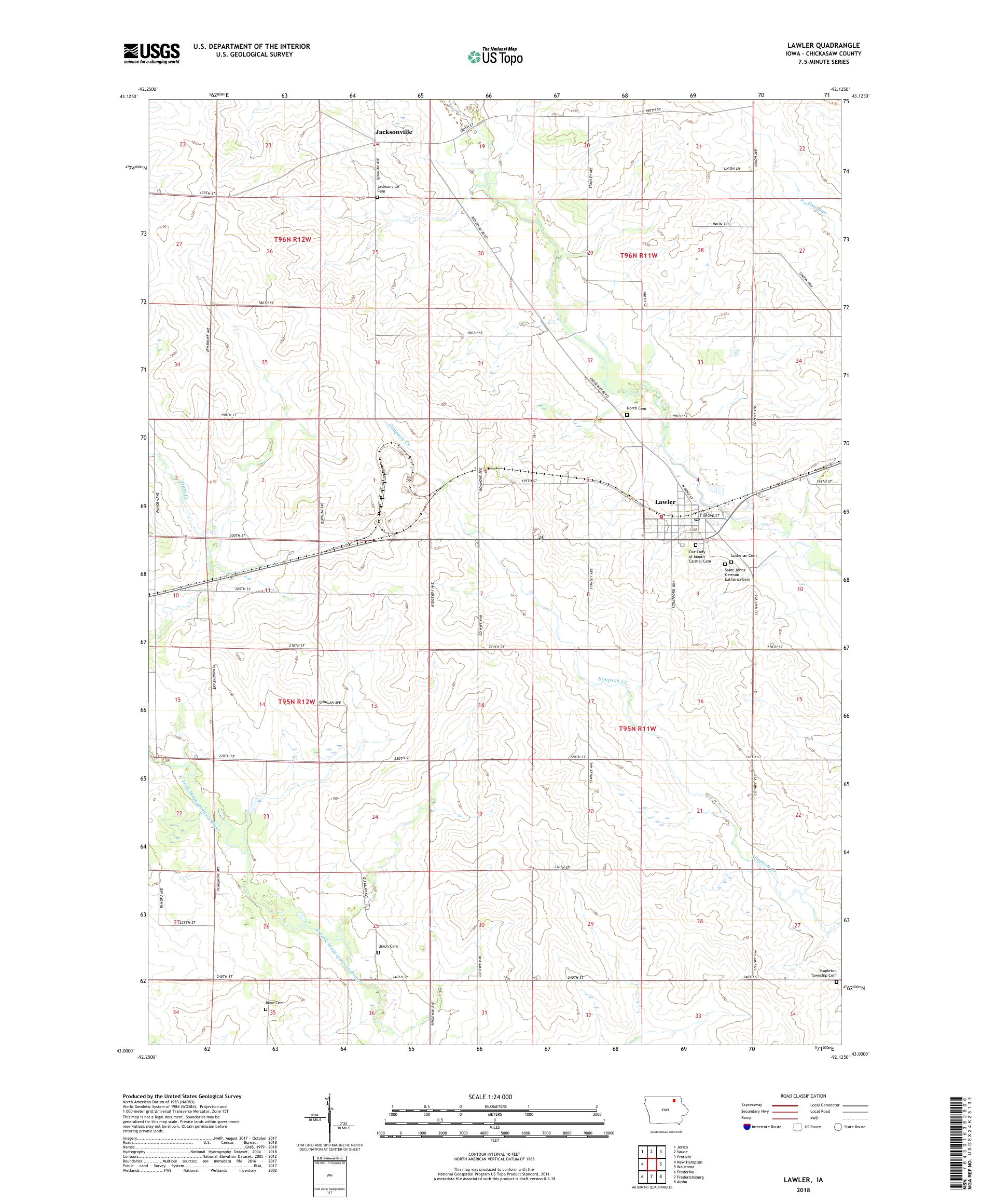 Lawler Iowa US Topo Map – MyTopo Map Store