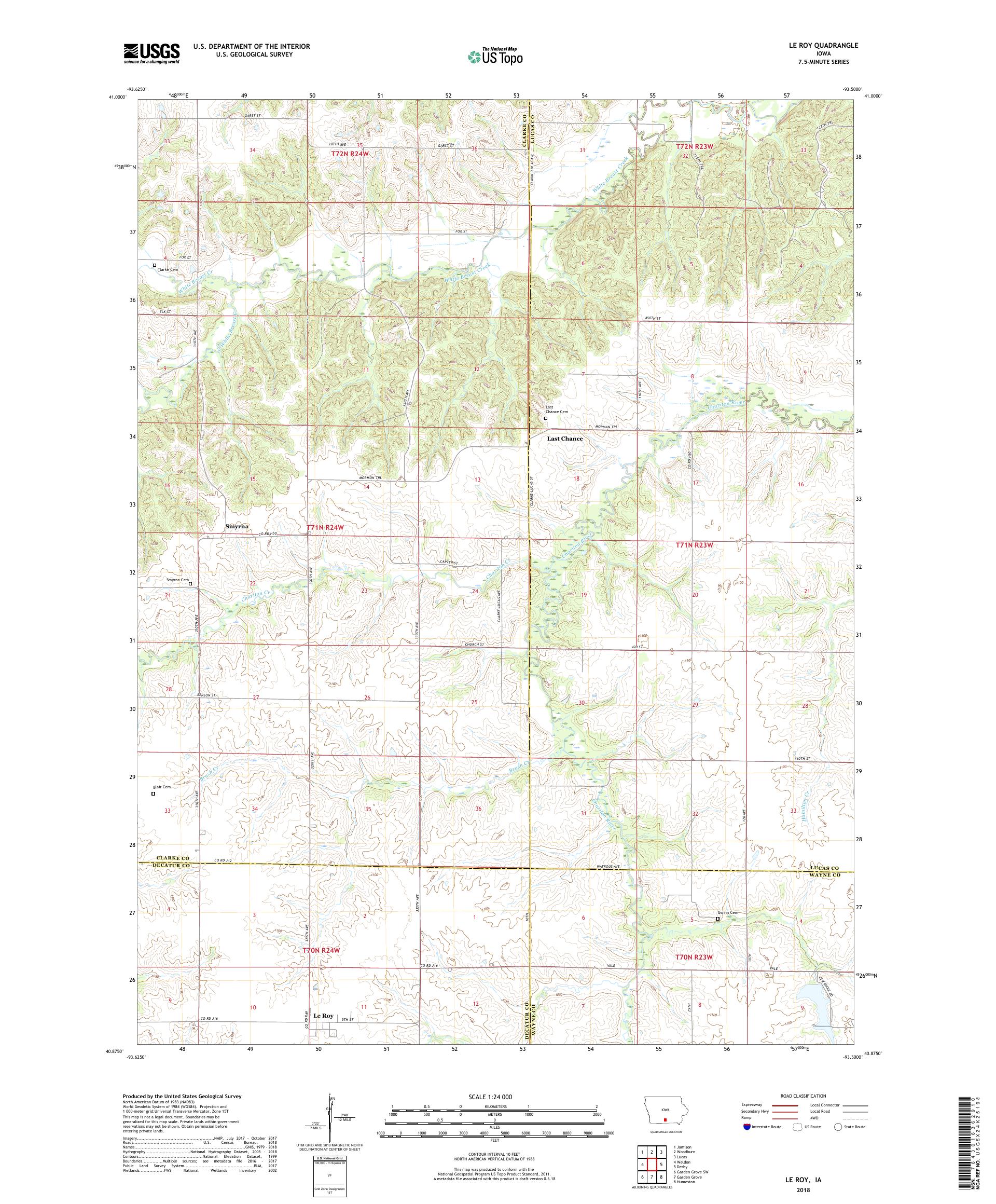 Le Roy Iowa US Topo Map – MyTopo Map Store