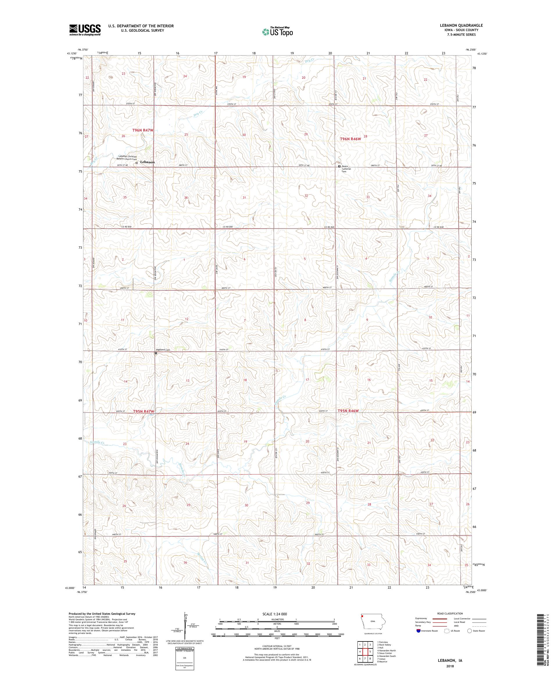 Lebanon Iowa US Topo Map – MyTopo Map Store