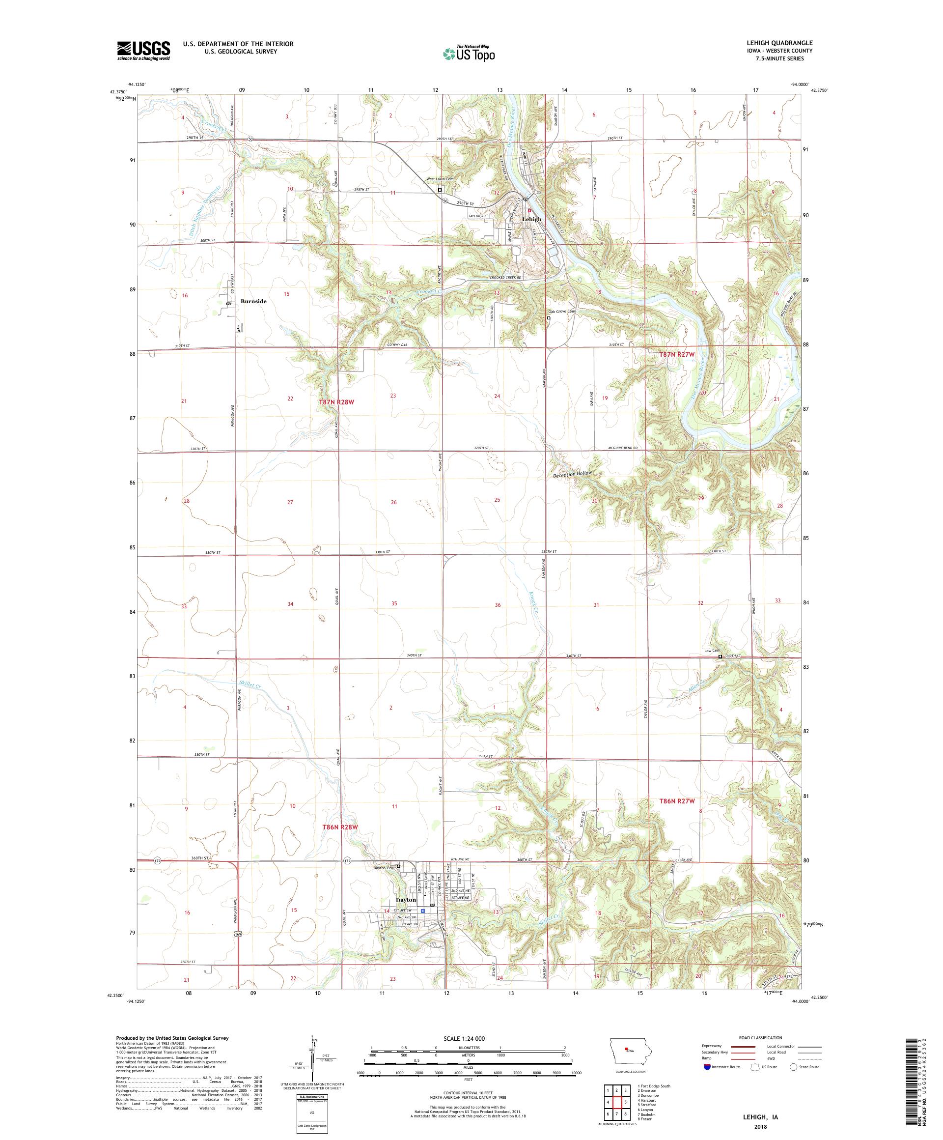 Lehigh Iowa US Topo Map – MyTopo Map Store